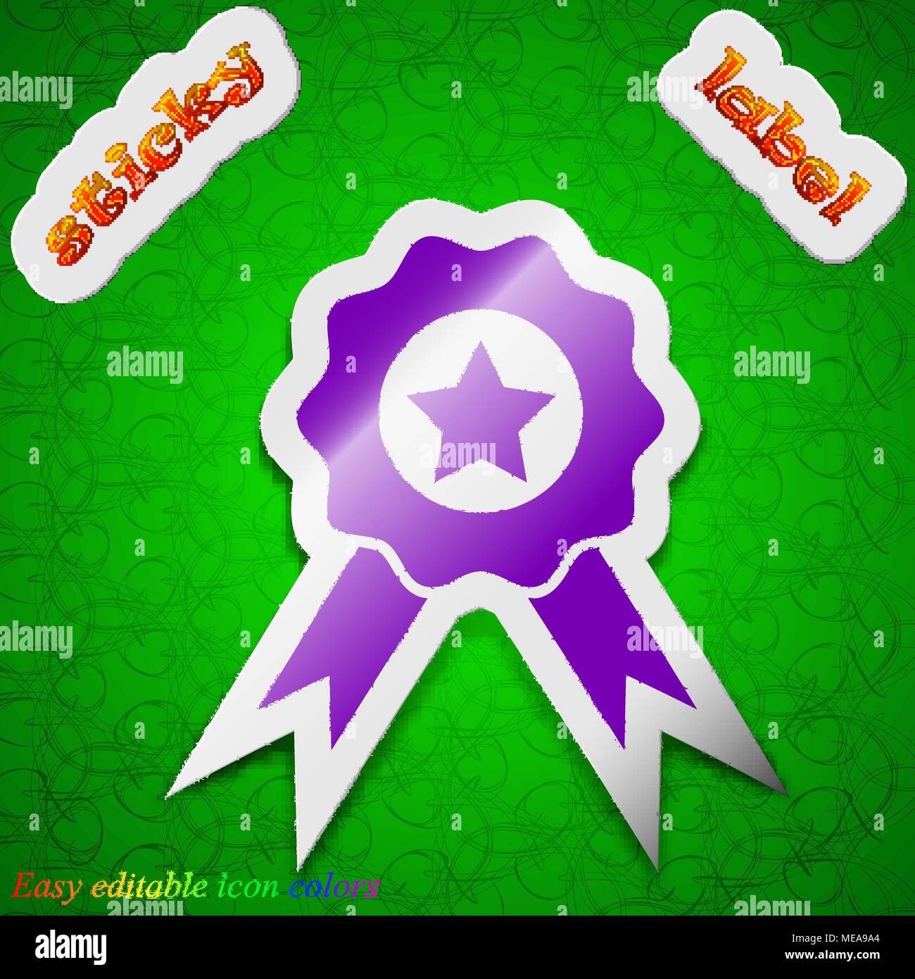 Auszeichnung, eine Medaille der Ehre Symbol unterzeichnen. Symbol schicke bunte klebrige Label ...