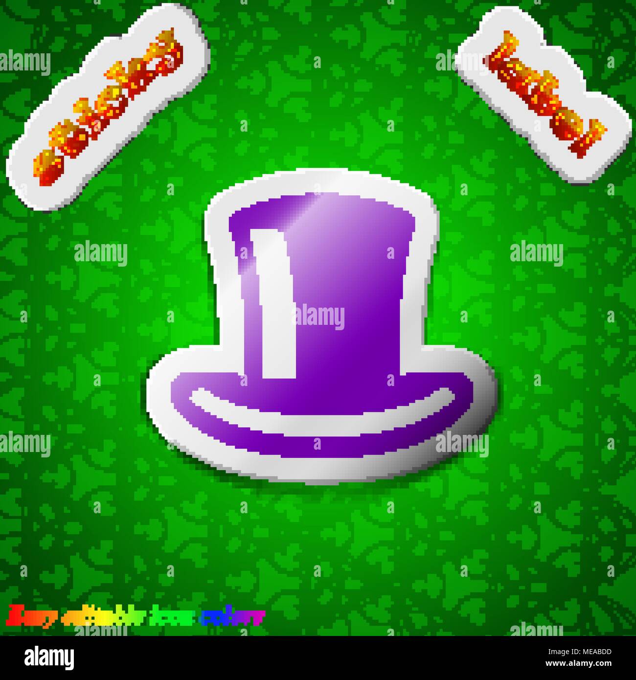 Zylinder hut Symbol unterzeichnen. Symbol schicke bunte klebrige Label ...