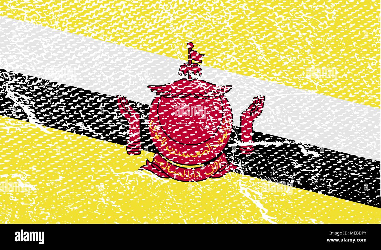 Flagge Brunei mit alten Textur. Vector Illustration Stock-Vektorgrafik ...