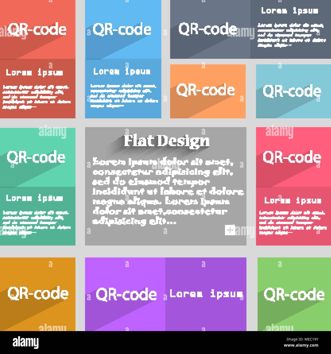 Qr-code Zeichen Symbol. Scan Code Symbol. Satz von farbigen Tasten ...