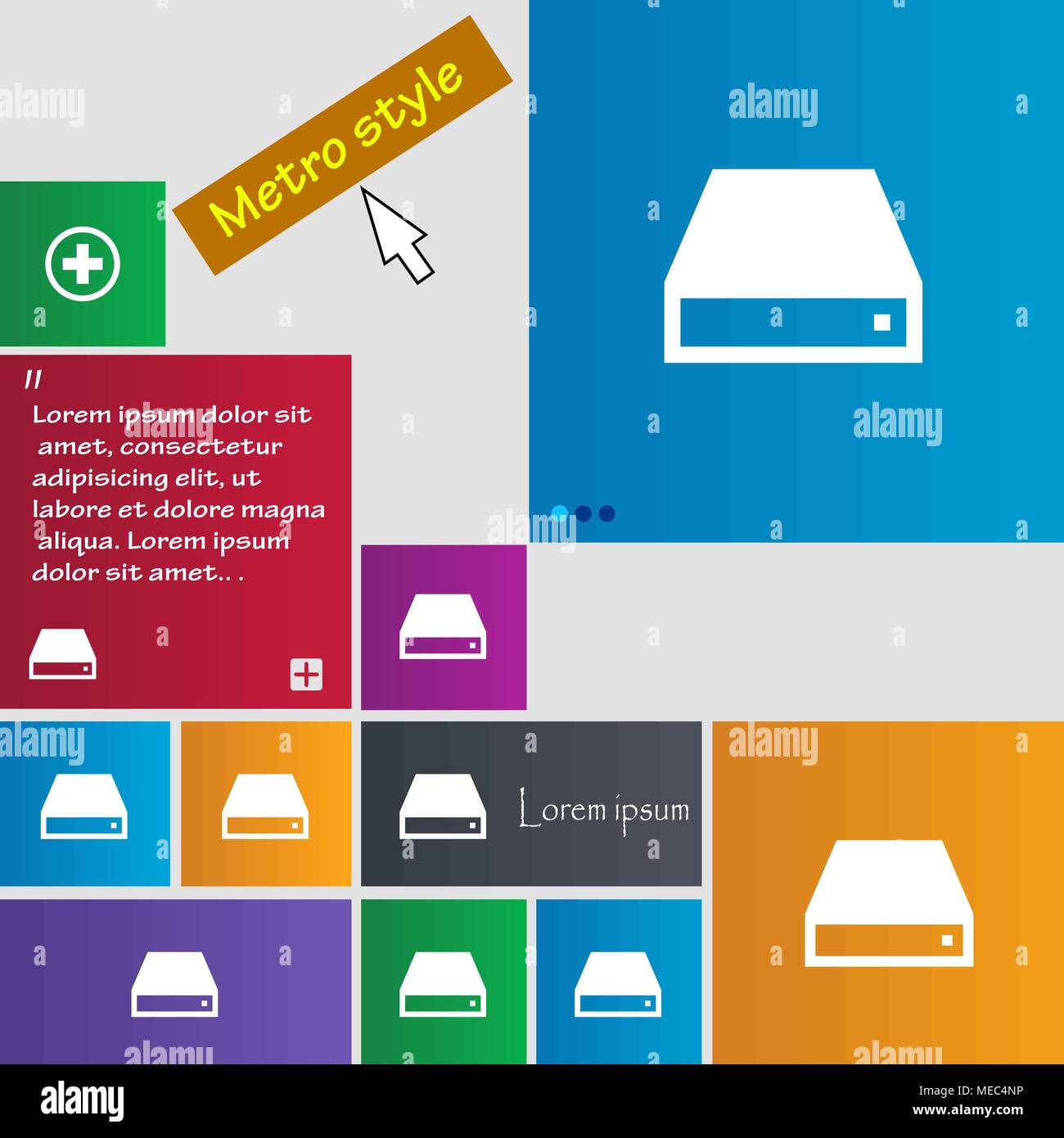 CD-ROM-Symbol. Metro Style-Tasten. Moderne Schnittstelle website ...