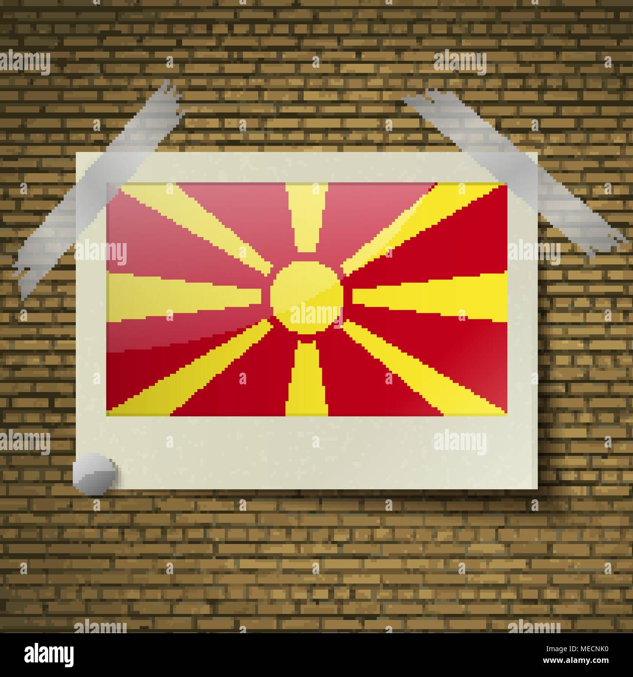 Flaggen Mazedonien am Rahmen auf einem Stein Hintergrund. Vector ...