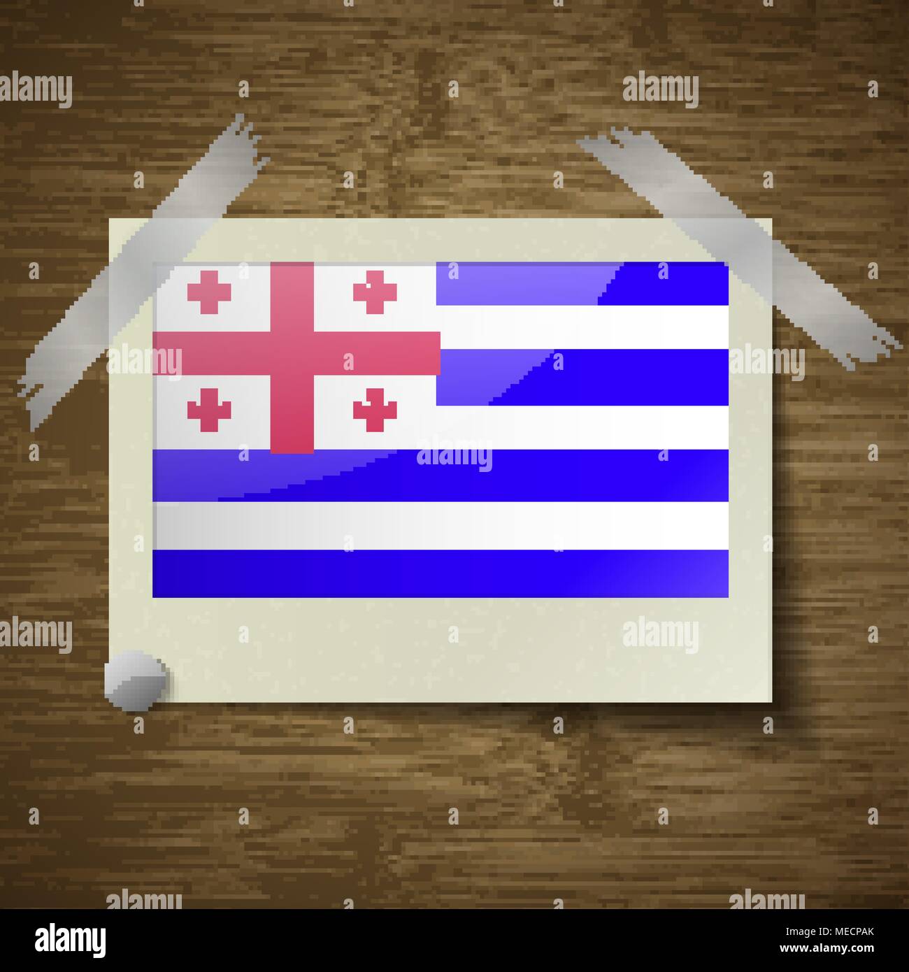 Flaggen von Adscharien am Rahmen auf Holz Textur. Vector Illustration ...