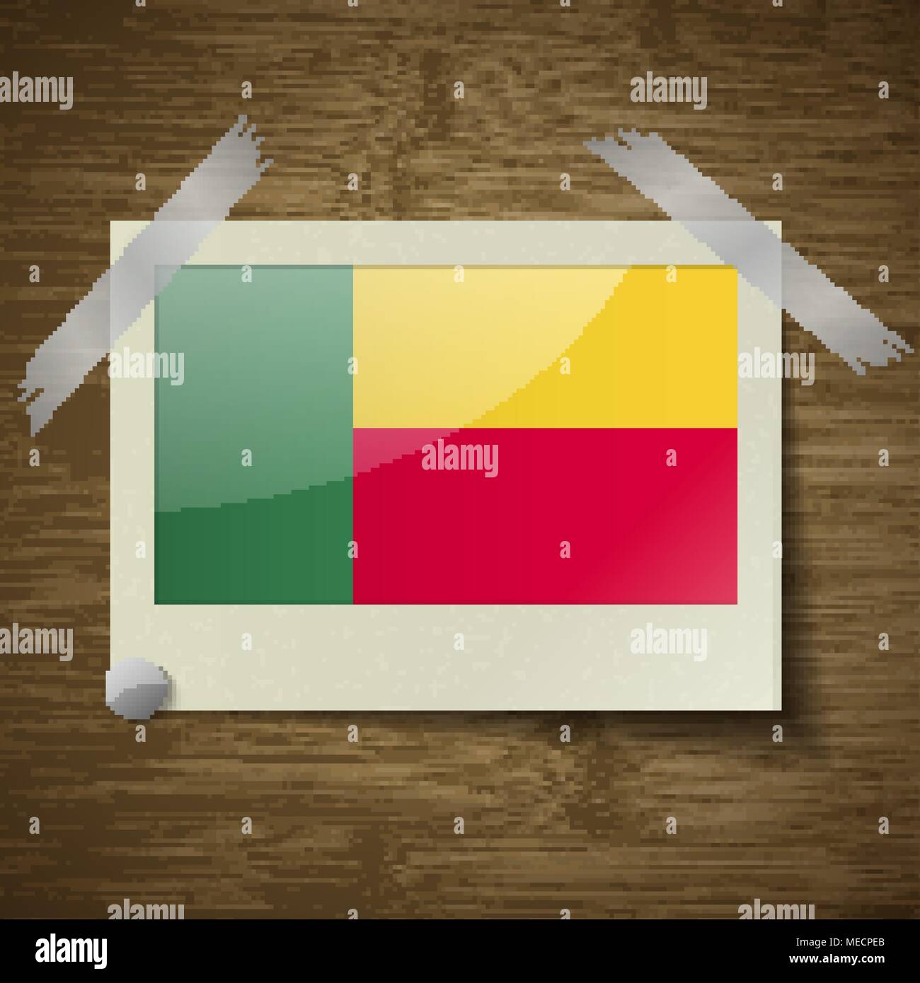 Flaggen von Benin am Rahmen auf Holz Textur. Vector Illustration Stock ...