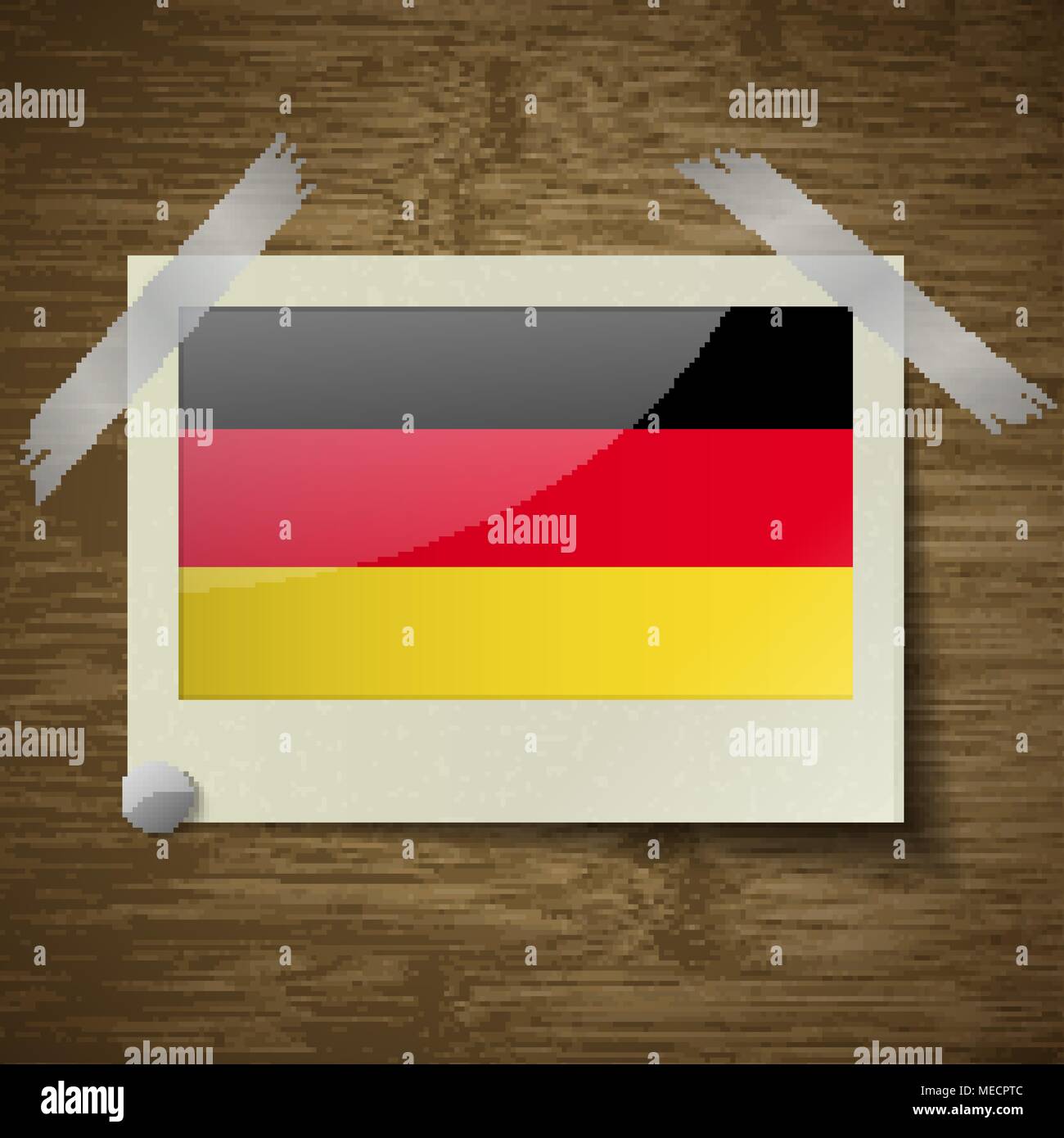 Flaggen von Deutschland am Rahmen auf Holz Textur. Vector Illustration ...
