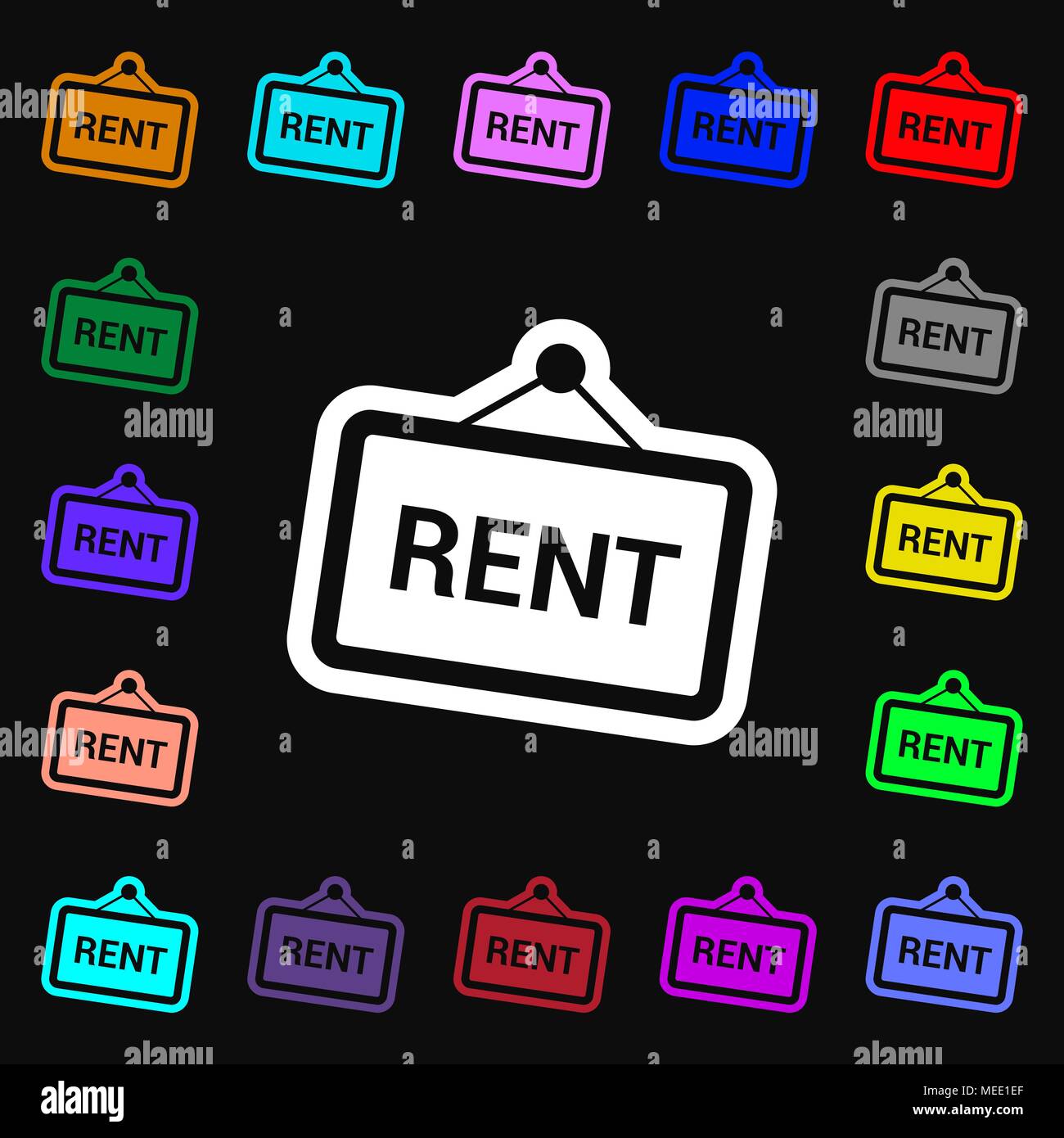 Mieten unterzeichnen. Vielen bunten Symbole für Ihr Design. Vector ...