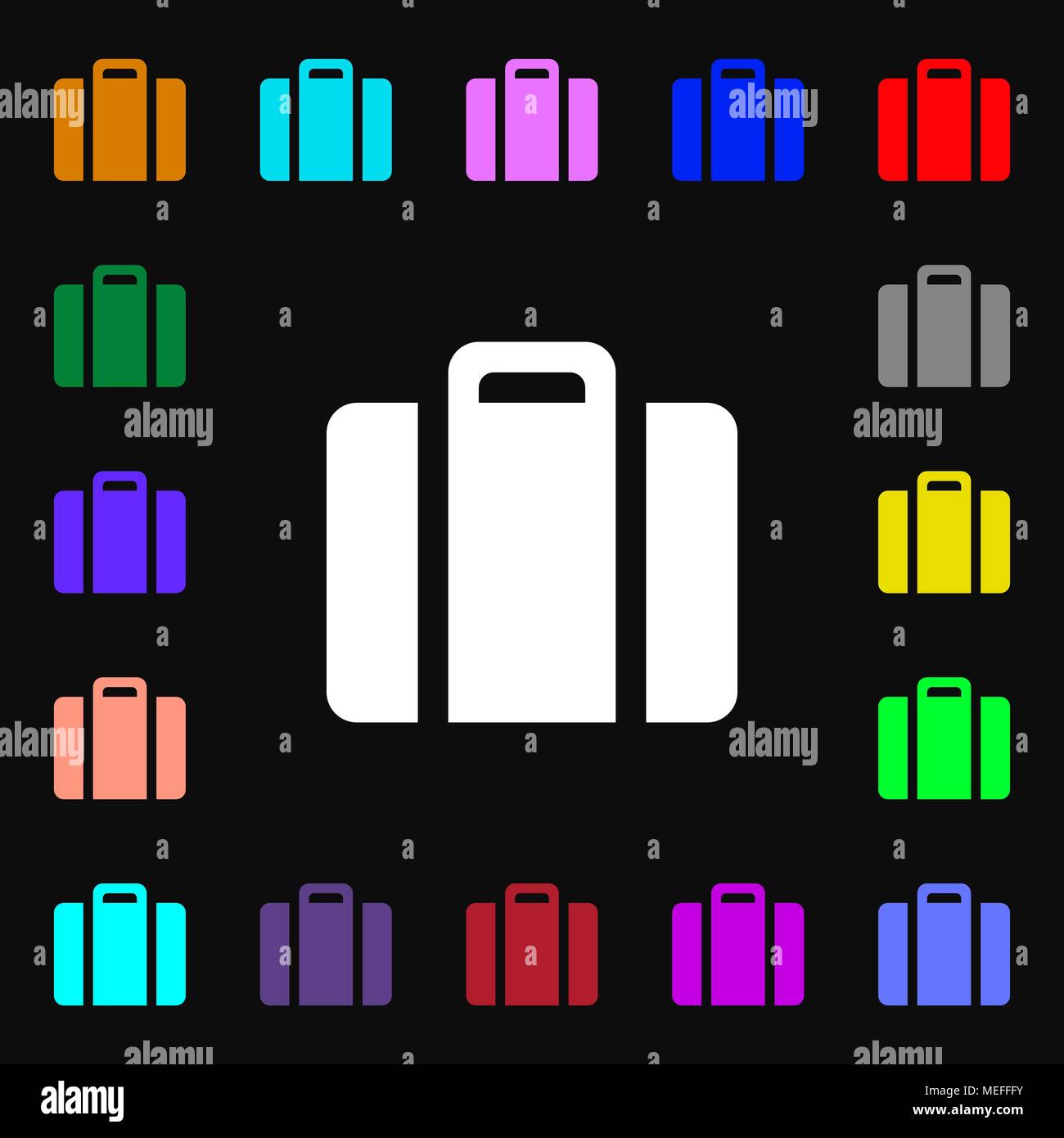 Koffer Symbol unterzeichnen. Vielen bunten Symbole für Ihr Design ...