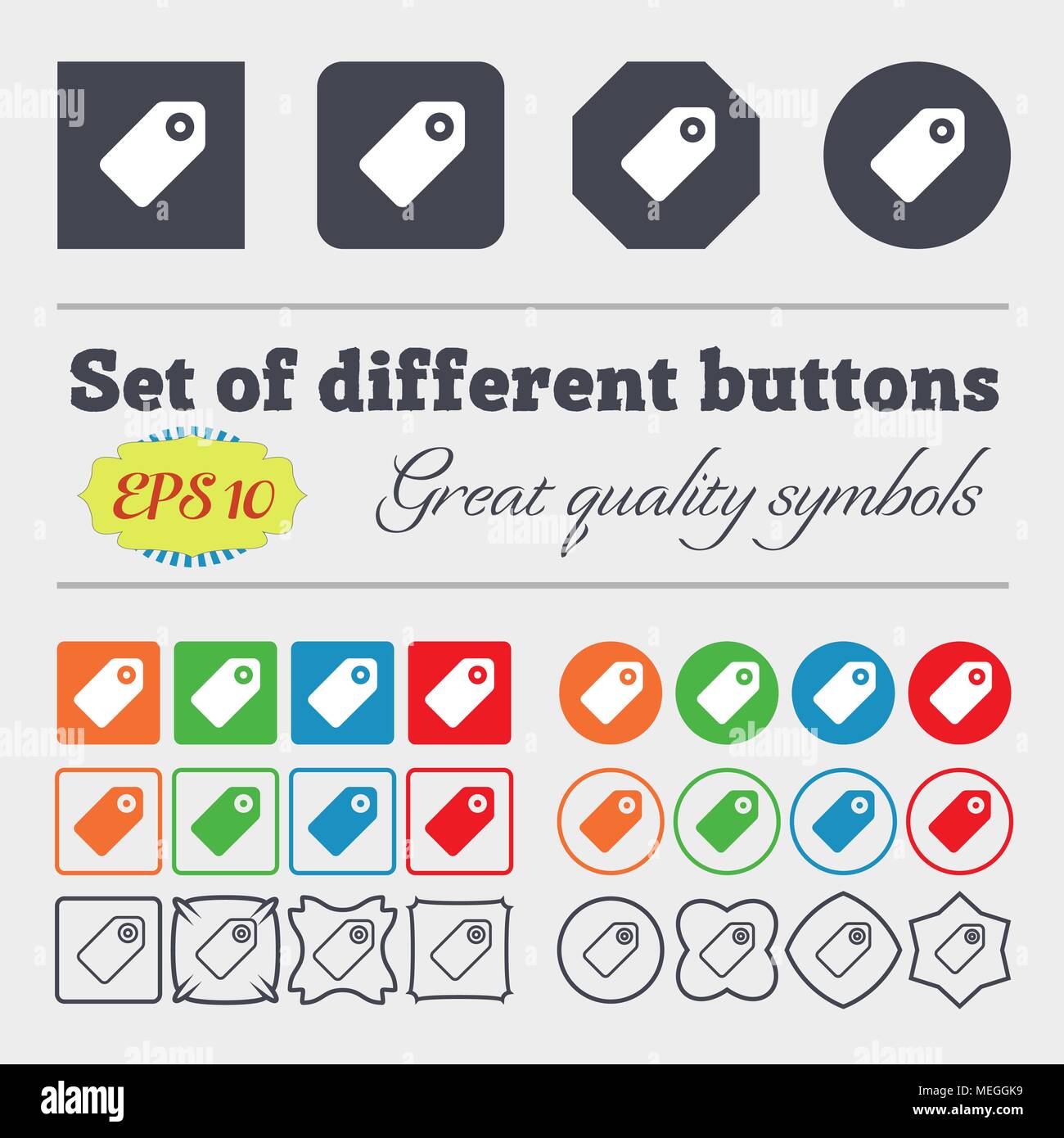 Angebot label Symbol unterzeichnen. Große bunte, vielfältige ...