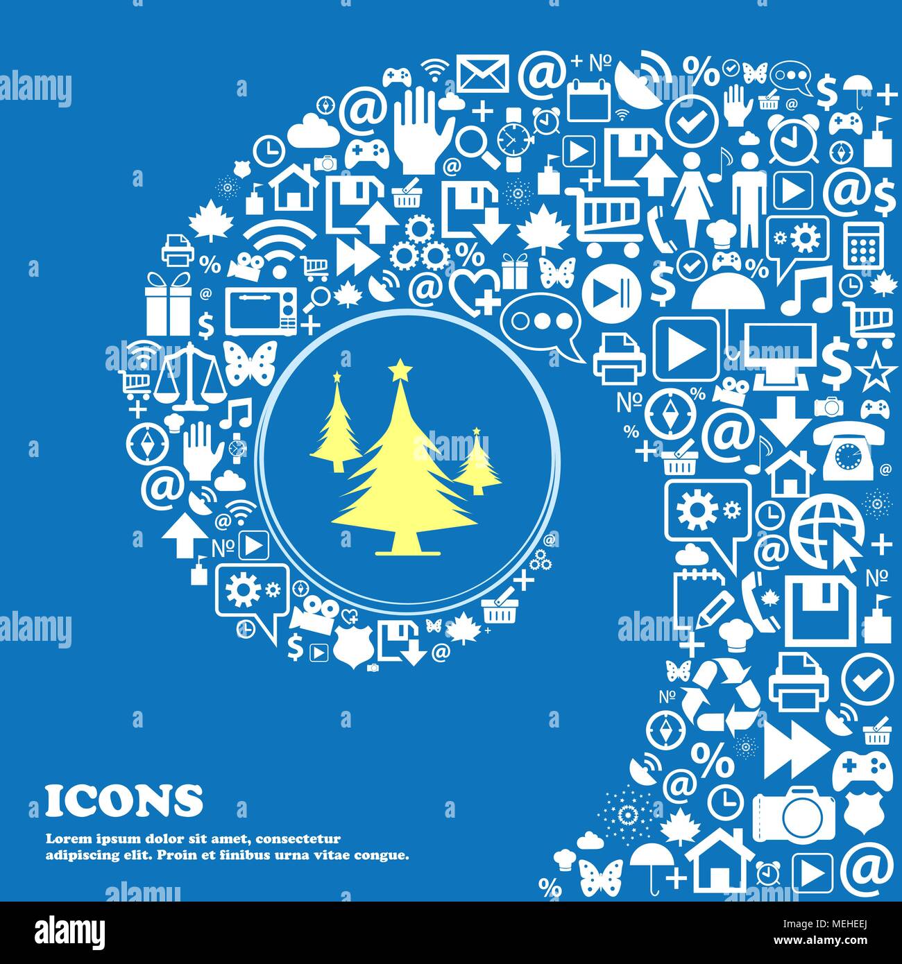 Nadelwald, Baum, Tannen zeichen Symbol. Schönes set der schönen Ikonen ...