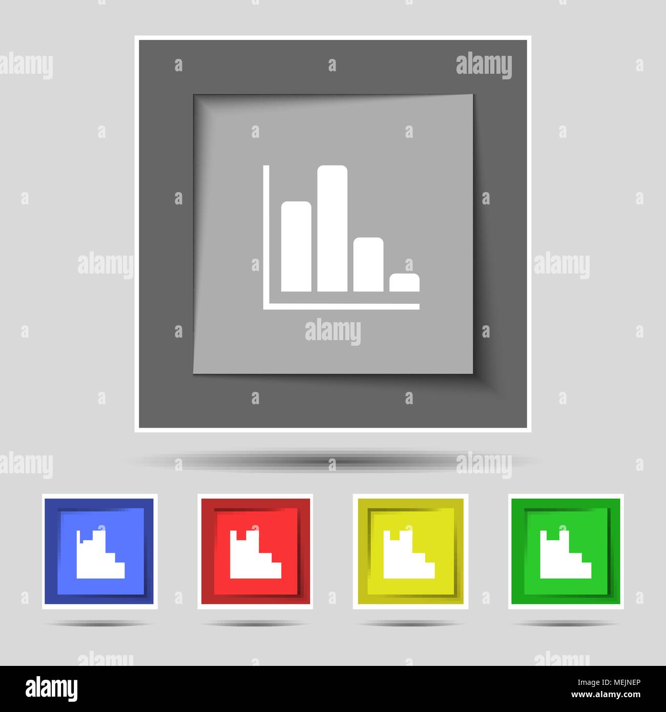 Infografik Symbol Zeichen auf der ursprünglichen fünf farbigen Tasten ...