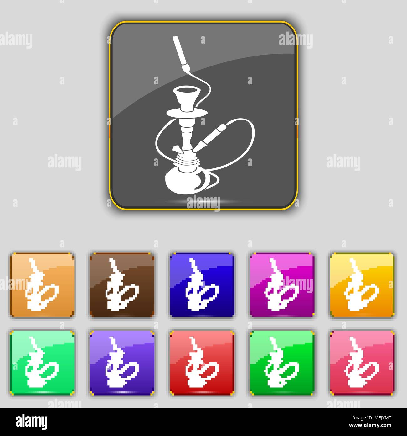Shisha Symbol unterzeichnen. Set mit 11 farbigen Buttons für Ihre ...
