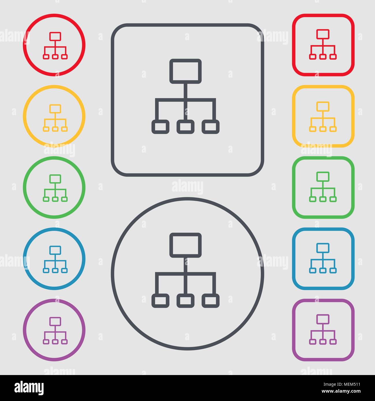 Soziale Symbol Network anmelden. Symbol auf der Runde und quadratische ...