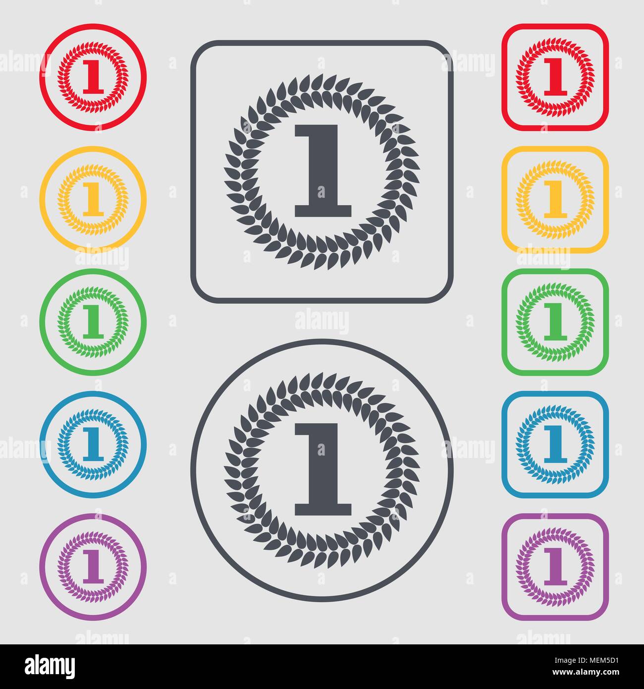 Medaille, Auszeichnung, erste Symbol unterzeichnen. Symbol auf der Runde und quadratische Tasten ...