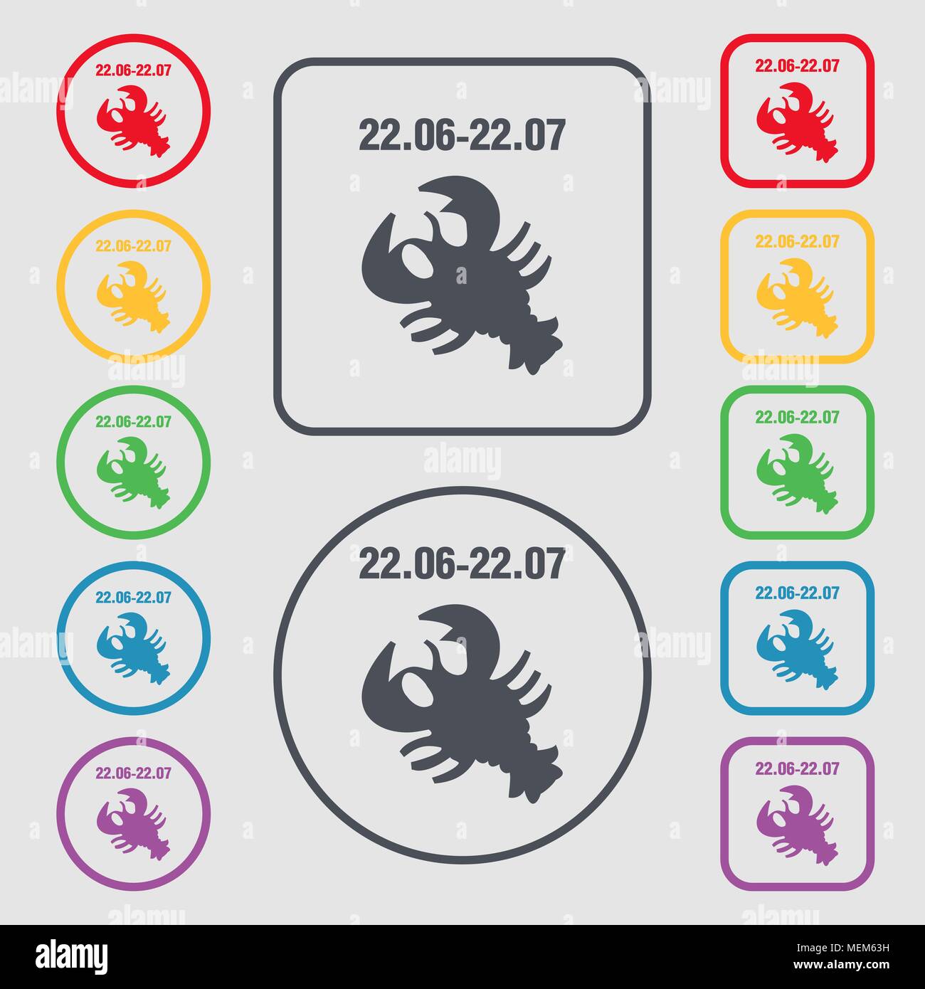 Sternzeichen Krebs Symbol unterzeichnen. Symbol auf der Runde und ...