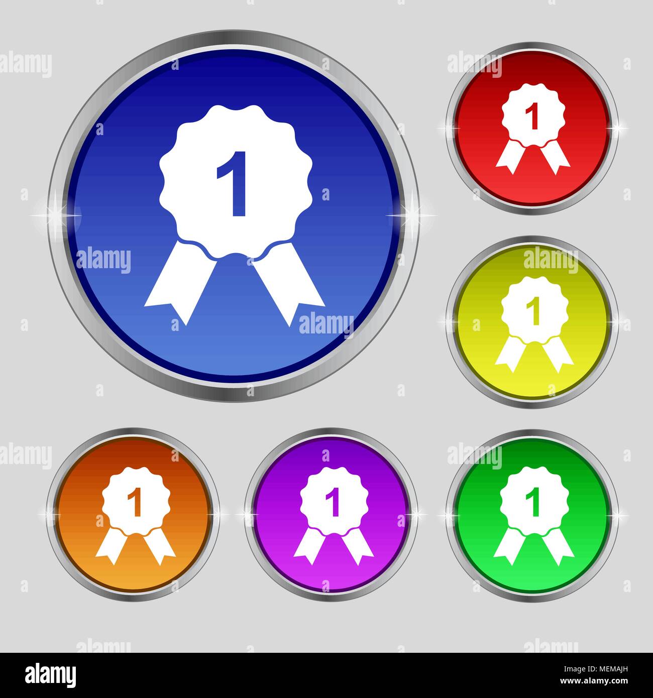 Vergabe Medaille Symbol unterzeichnen. Runde Symbol auf hellen farbigen Buttons. Vector ...