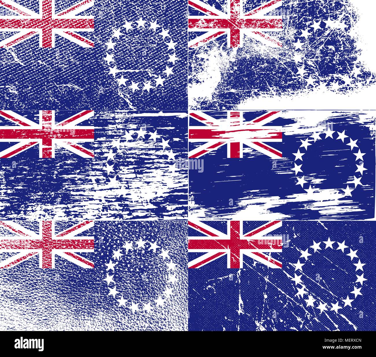 Flagge von Cook Inseln mit alten Textur. Vector Illustration Stock ...