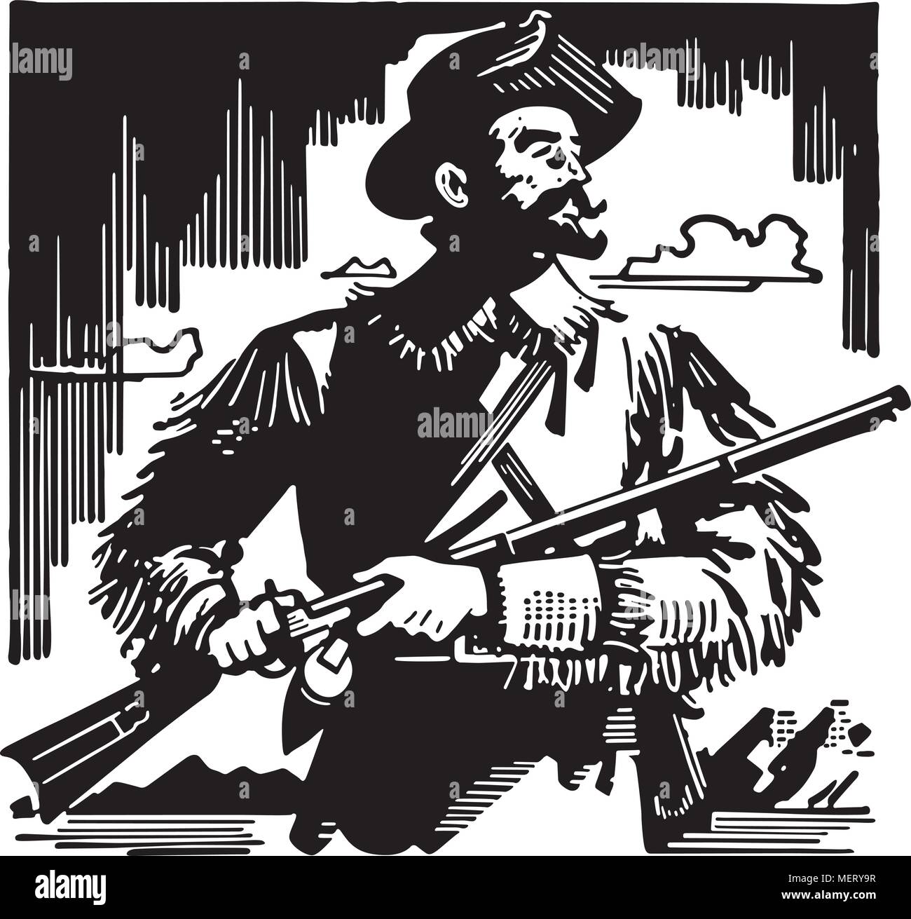 Frontiersman - Retro Clip Art Illustration Stock-Vektorgrafik - Alamy