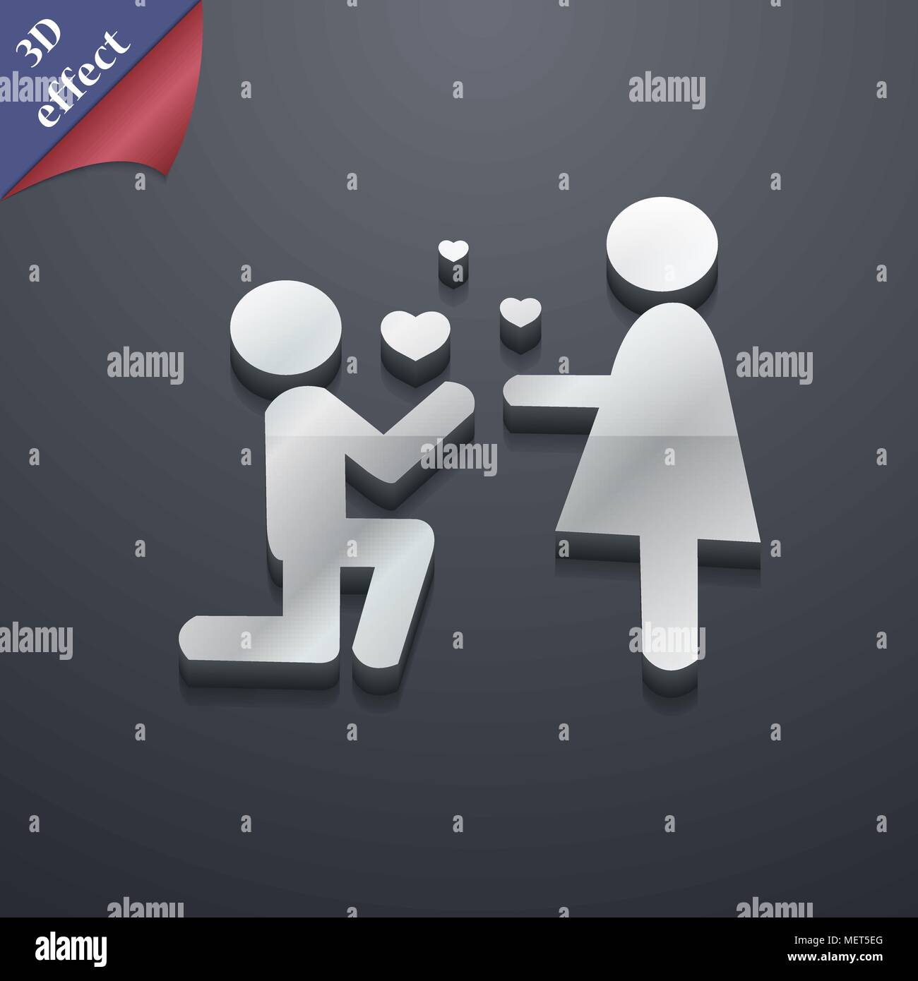 Ein Angebot der Ehe Symbol. 3D-Stil. Schickes, modernes Design mit ...