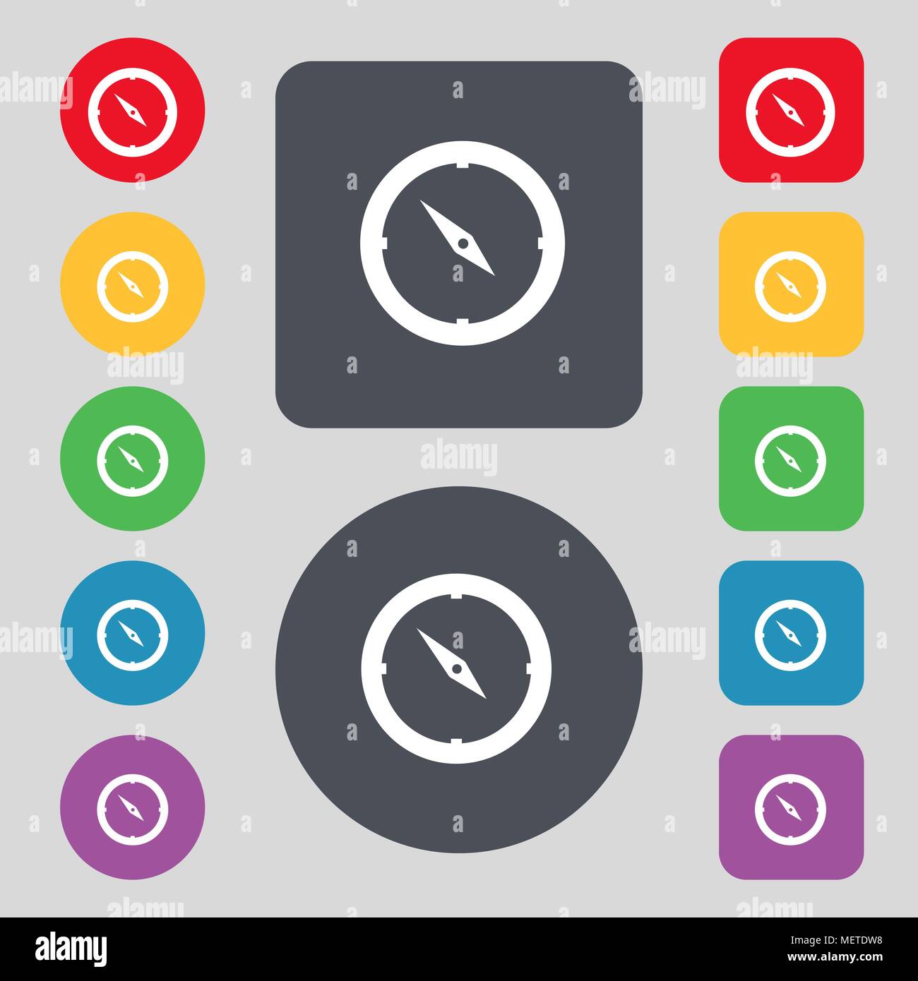 Kompass zeichen Symbol. Windrose navigation Symbol. Bunten Tasten ...