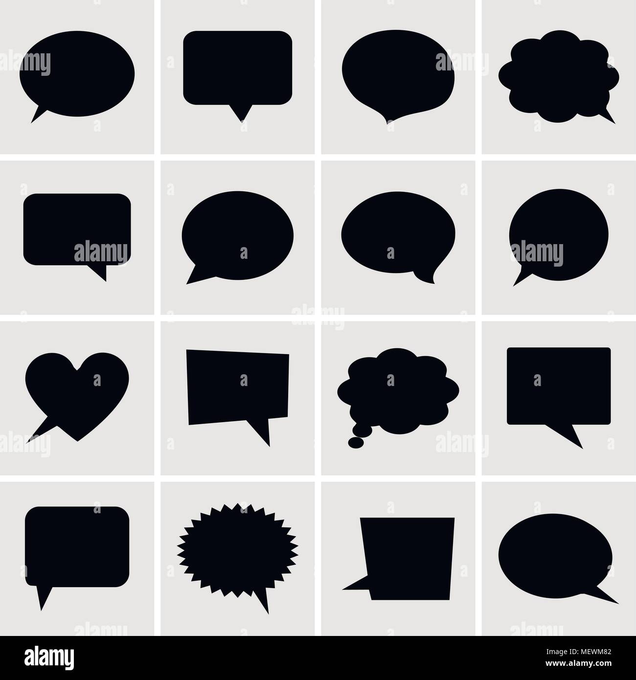 Sprechblase schwarze Symbol gesetzt. Vector Illustration Stock ...