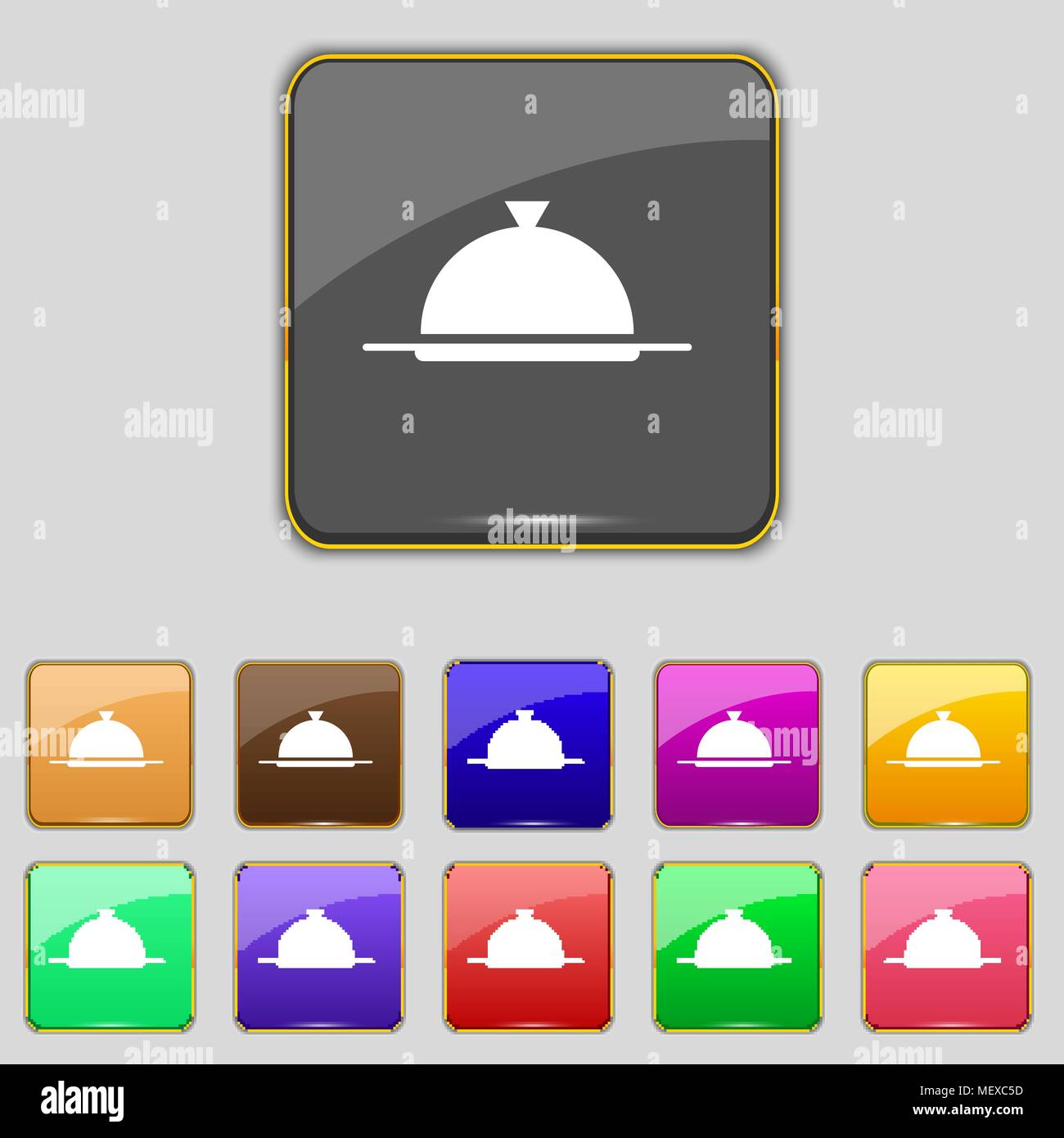 Essen platter mit Zeichen Symbol. Tisch im Restaurant Symbol. Bunten ...