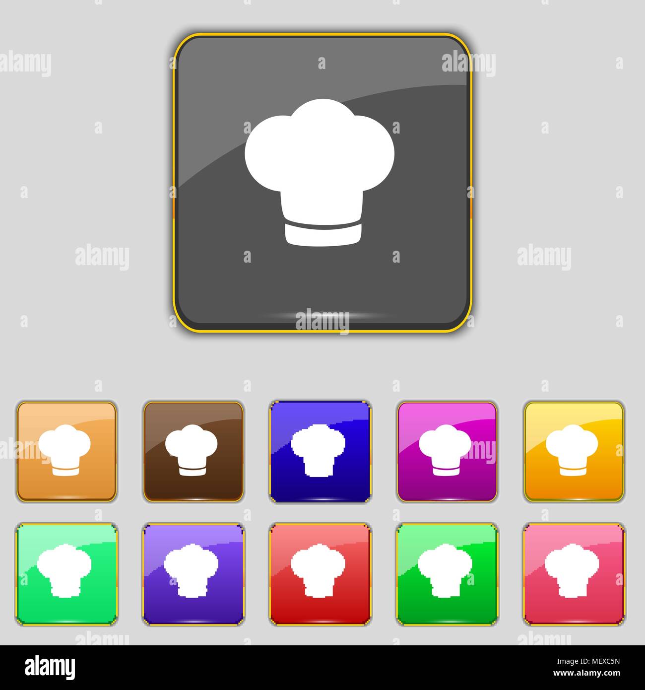 Koch hat Zeichen Symbol. Kochen Symbol. Köche Hut. Set farbige ...