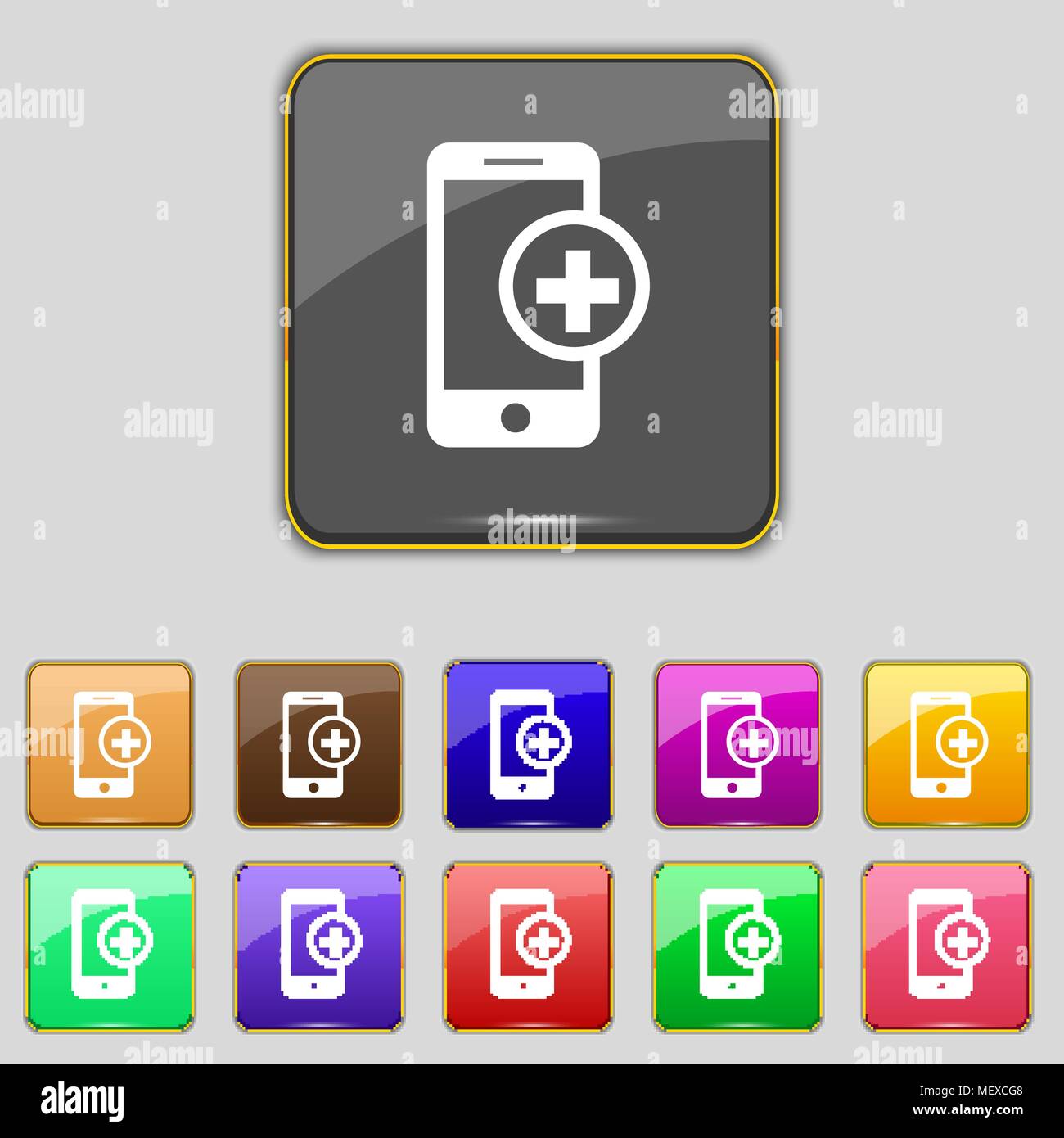 Mobile Geräte zeichen Symbol. Mobile mit Symbol Plus. Karte Hinweise ...