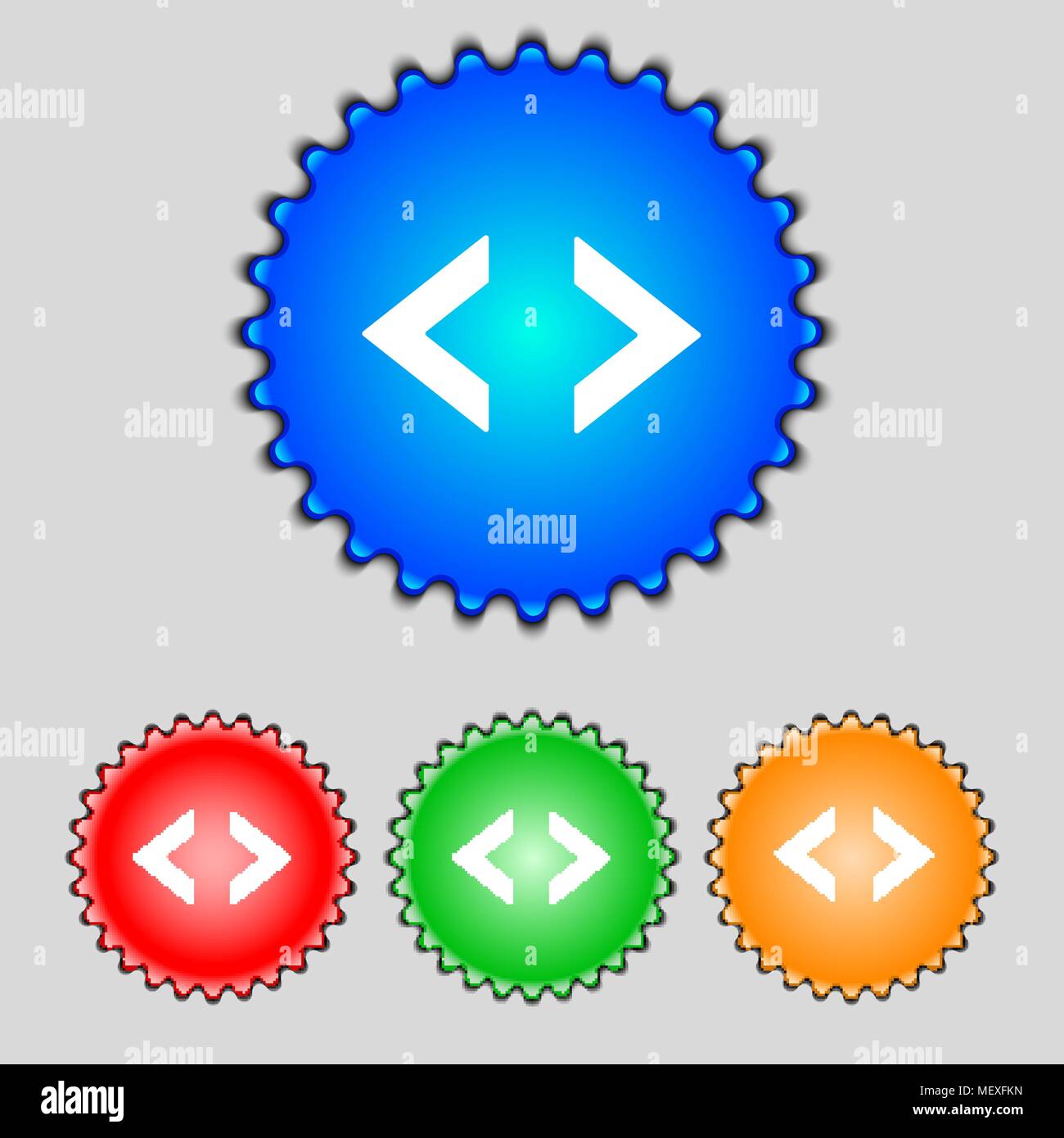 Code Zeichen Symbol. Programmierer Symbol. Satz von farbigen Tasten ...