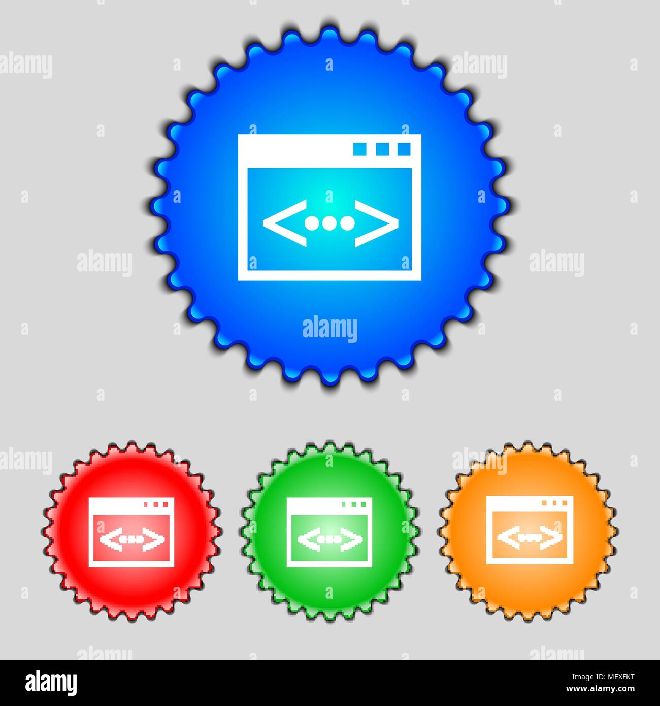 Code Zeichen Symbol. Programmierer Symbol. Satz von farbigen Tasten ...