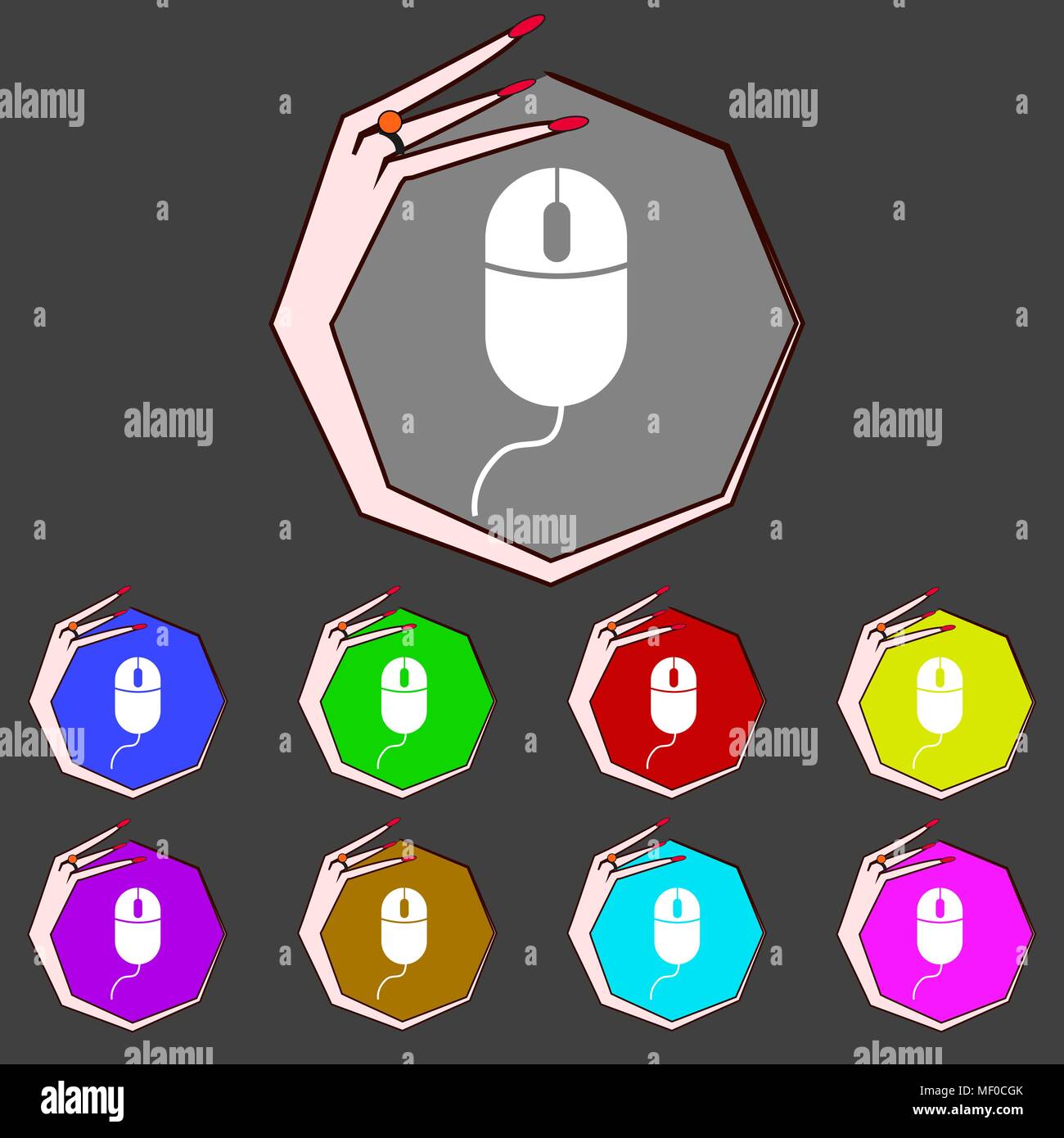 Computer Maus zeichen Symbol. Optical mit Rad Symbol. Bunten Tasten ...