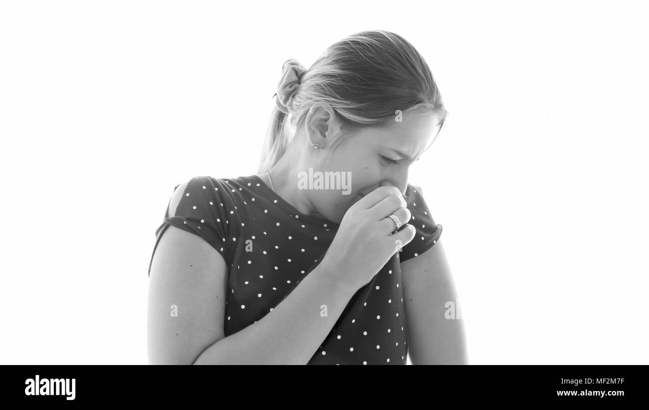 Riechen gestank frau Schwarzweiß-Stockfotos und -bilder - Alamy