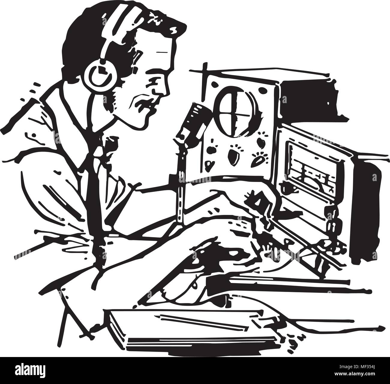 Ham Radio Operator - Retro Clipart Illustration Stock-Vektorgrafik - Alamy