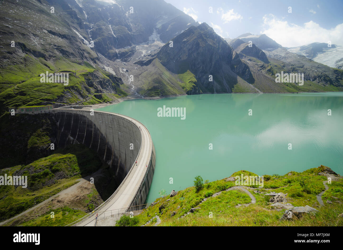 Österreich, Kaprun, Mooserboden Stausee mit moosersperre Wand ...