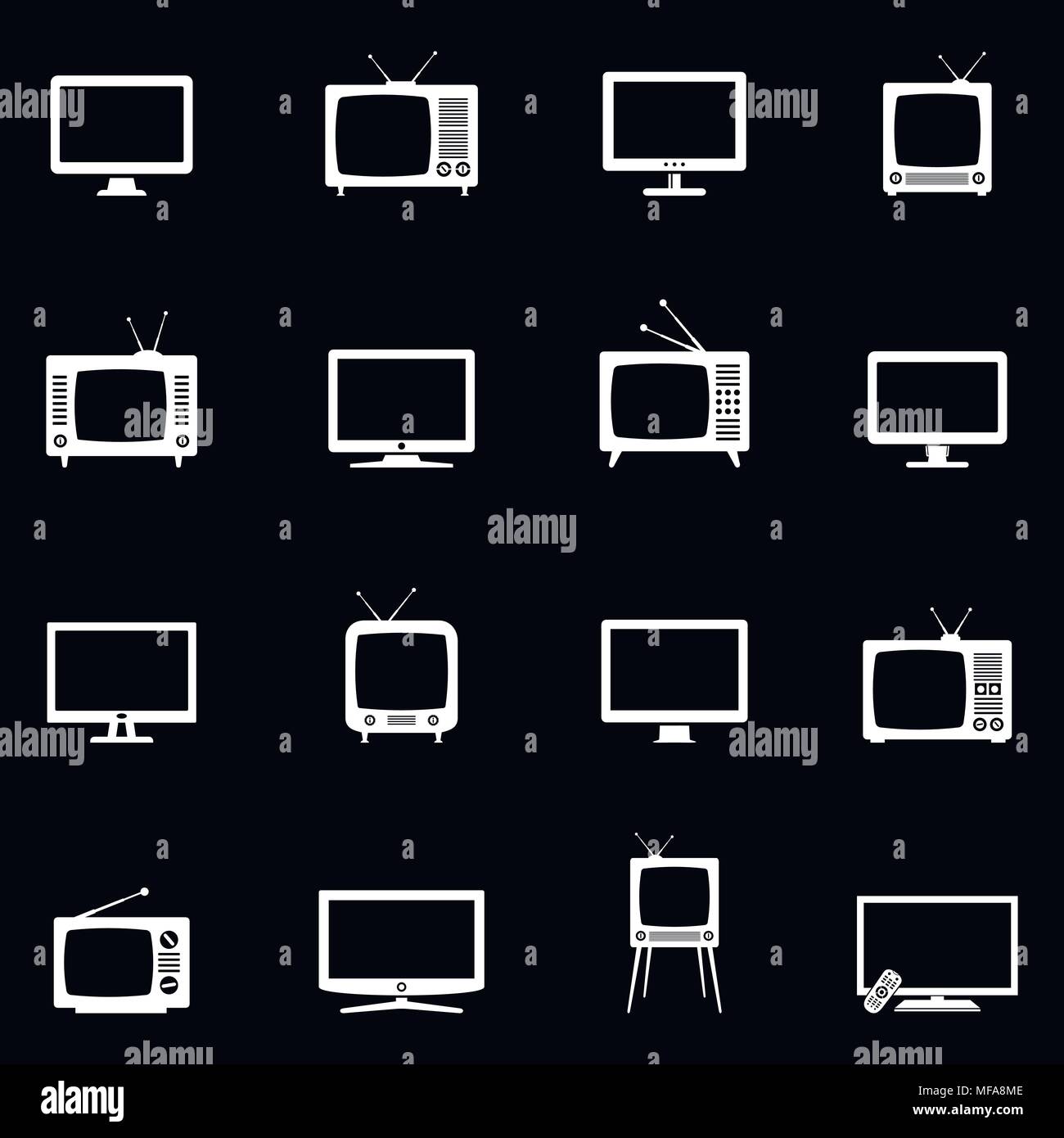 Moderne und Retro TV Symbole gesetzt. Vector Illustration eps 10 Stock ...