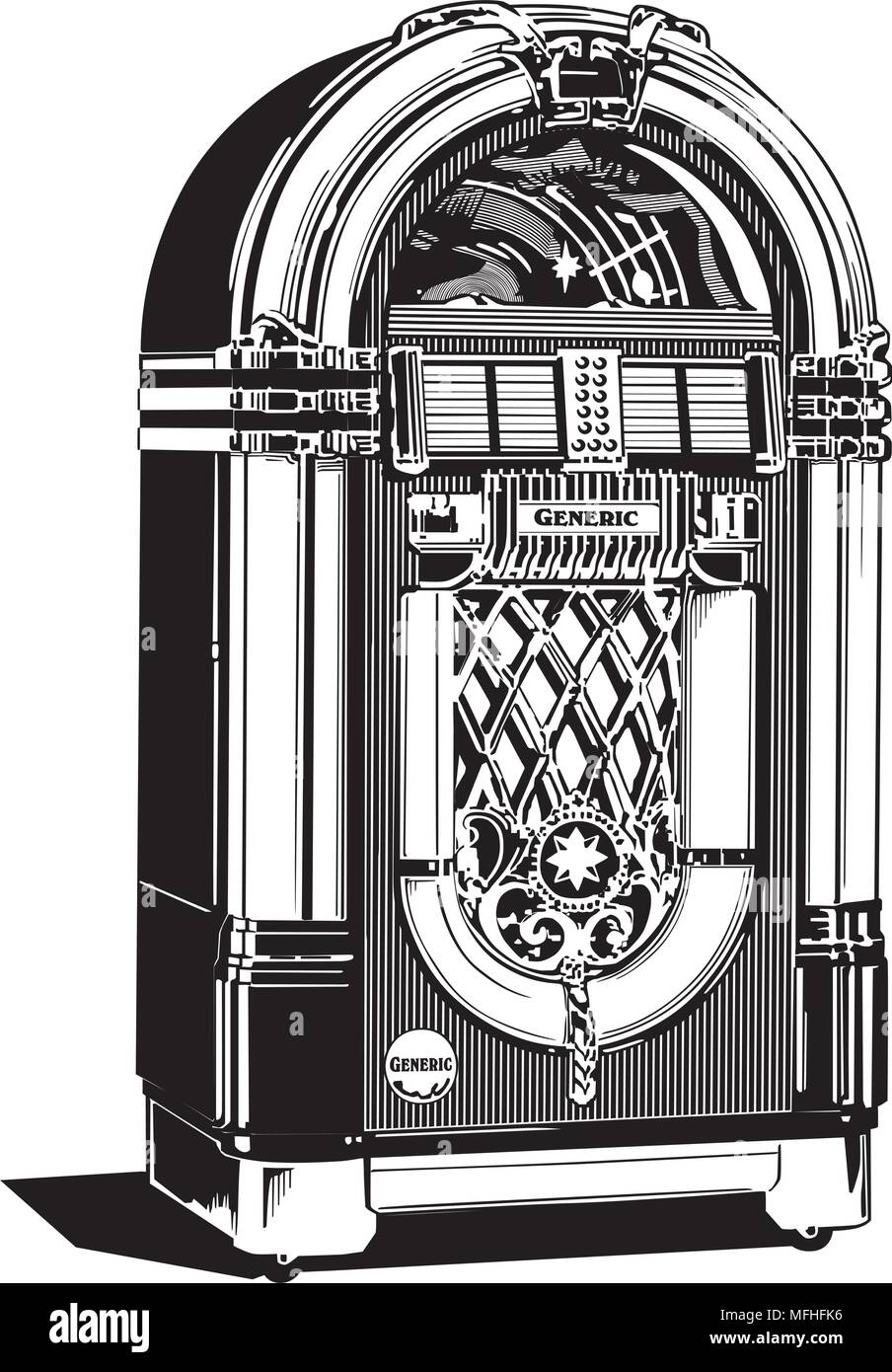 Jukebox 2 - Retro Clipart Illustration Stock-Vektorgrafik - Alamy