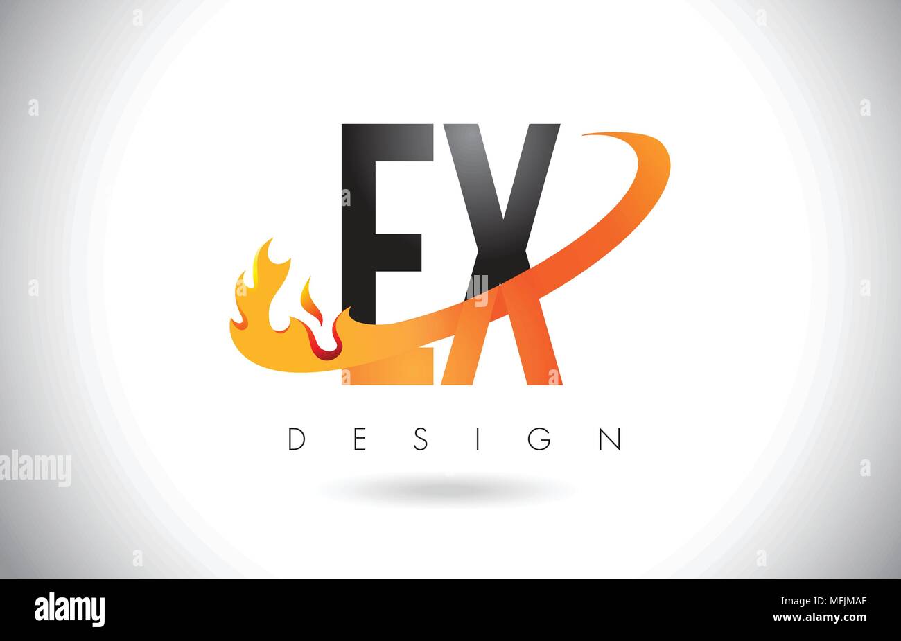 EX E X Schreiben Logo Design mit Feuer Flammen und Orange Swoosh Vector ... EX E X Schreiben Logo Design mit Feuer Flammen und Orange Swoosh Vector ...