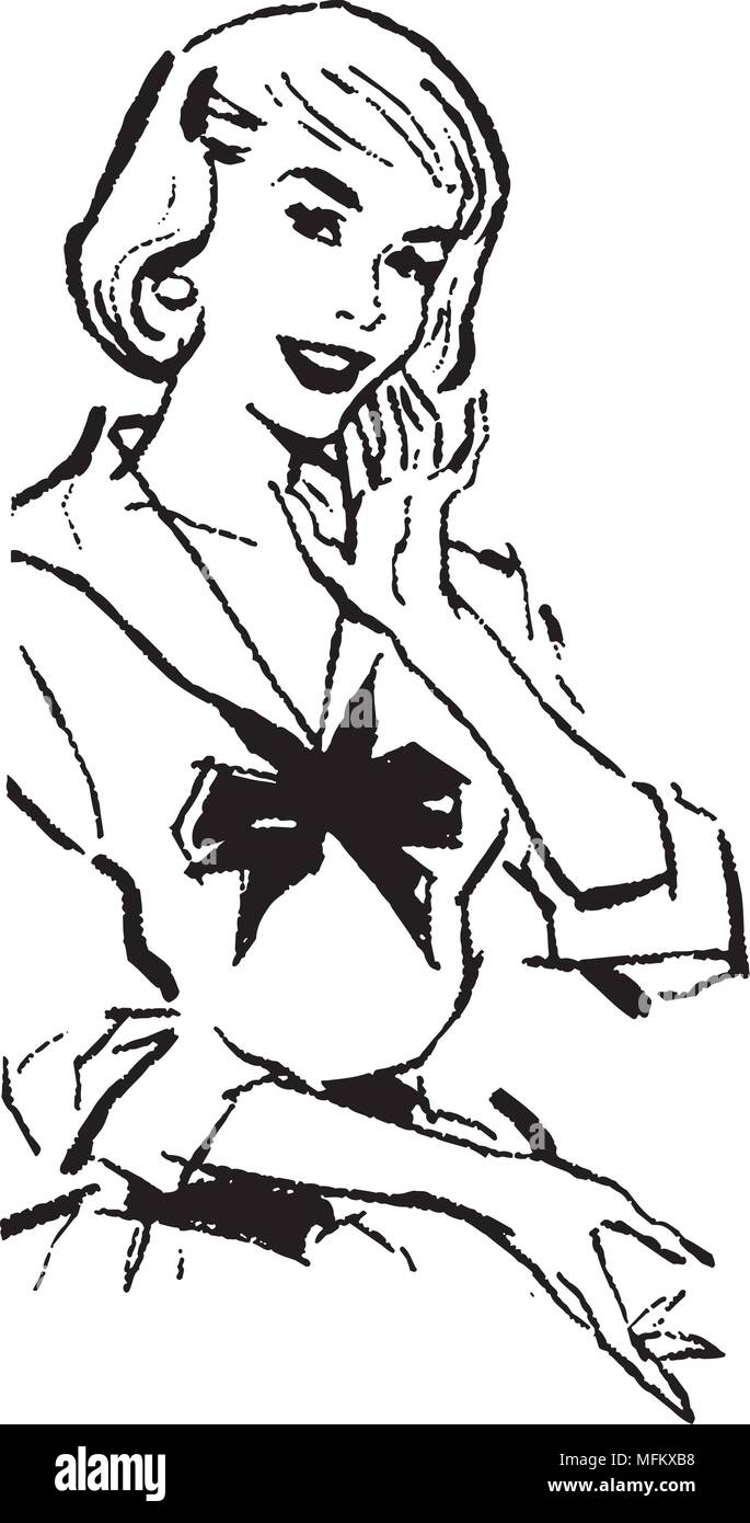 Lady Moderator - Retro Clipart Illustration Stock-Vektorgrafik - Alamy