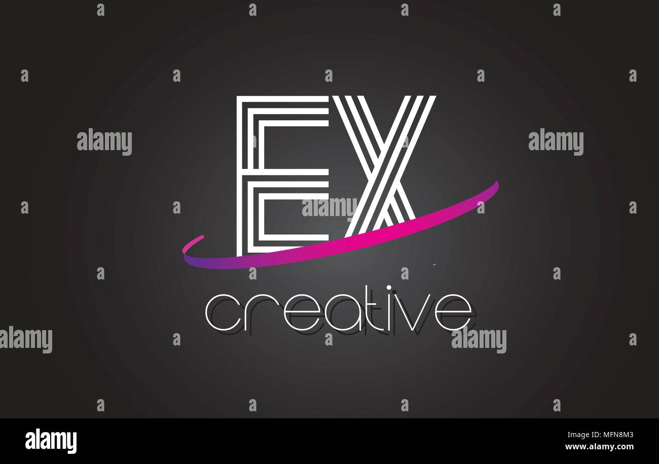 EX E X Schreiben Logo mit Linien Design und violetten Swoosh Vektor ... EX E X Schreiben Logo mit Linien Design und violetten Swoosh Vektor ...
