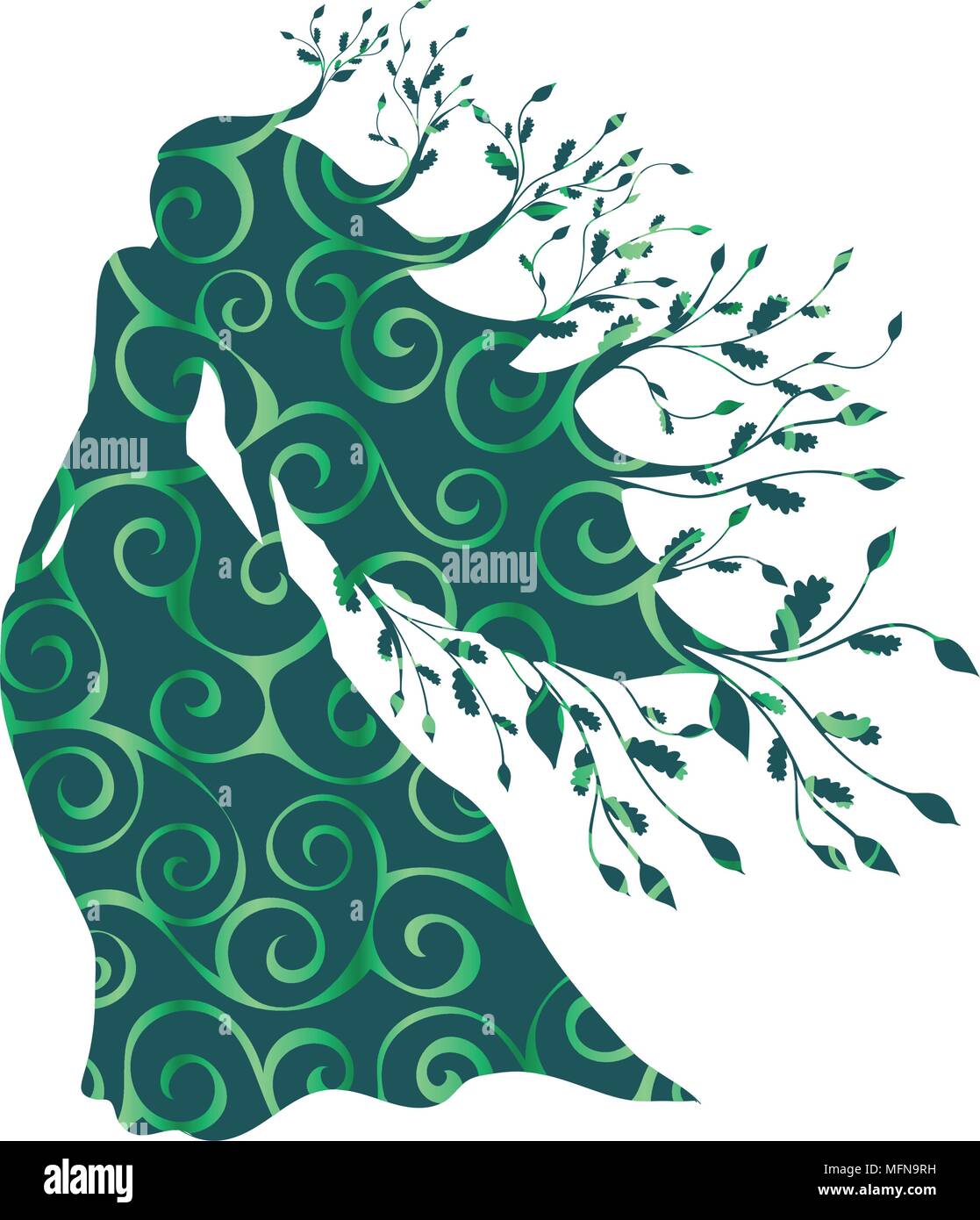 Dryaden Nymphe Wald Muster Silhouette der antiken Mythologie Fantasy ...