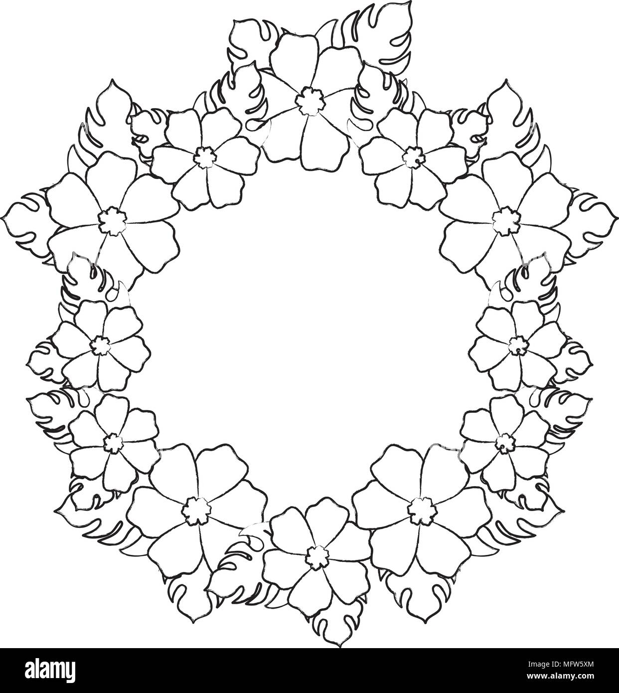 Skizze von floralen Kranz Symbol auf weißem Hintergrund, Vector ...