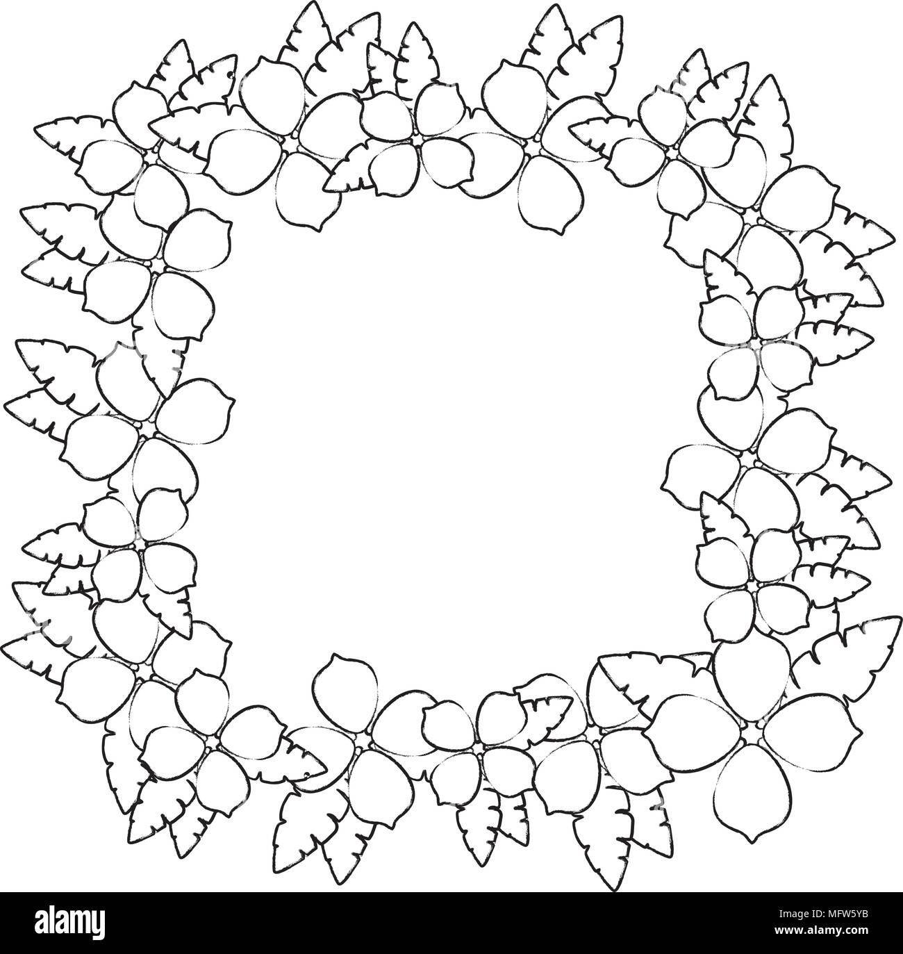 Skizze von floralen Kranz Symbol auf weißem Hintergrund, Vector ...