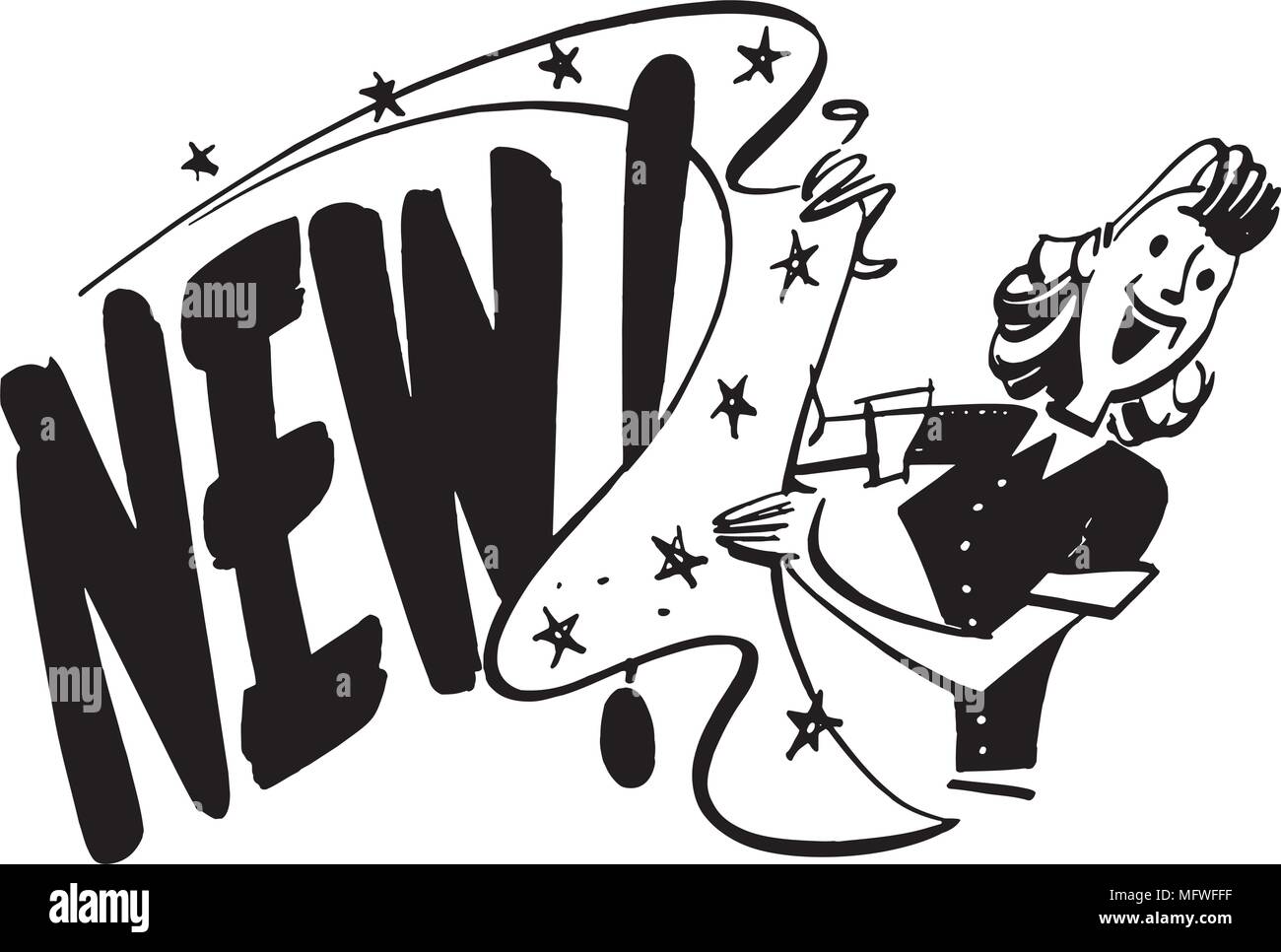 Neu - Retro Clipart Illustration Stock-Vektorgrafik - Alamy