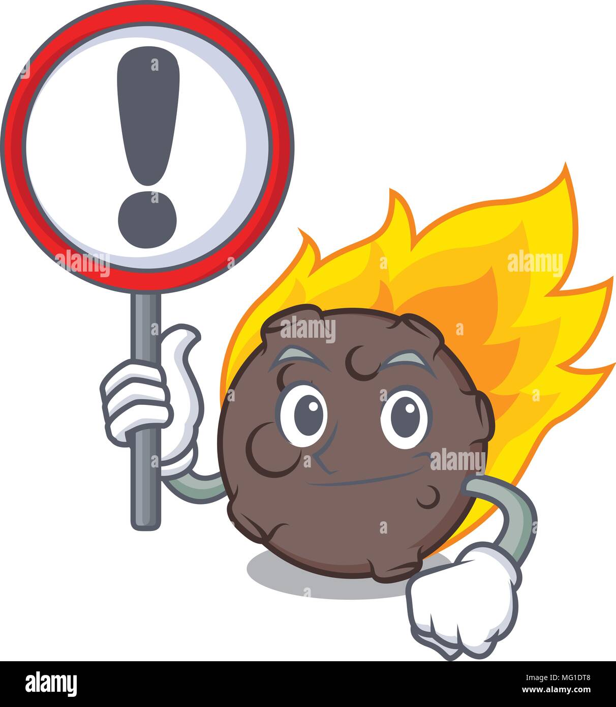 Mit Vorzeichen Meteorit Charakter Cartoon Stil Vector Illustration ...