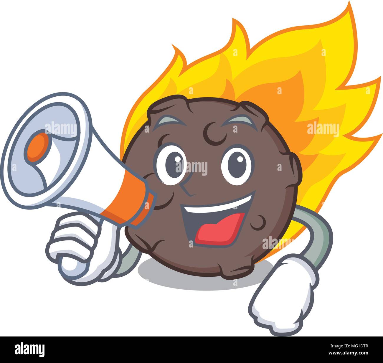 Mit megafon Meteorit Charakter Cartoon Stil Vector Illustration Stock ...