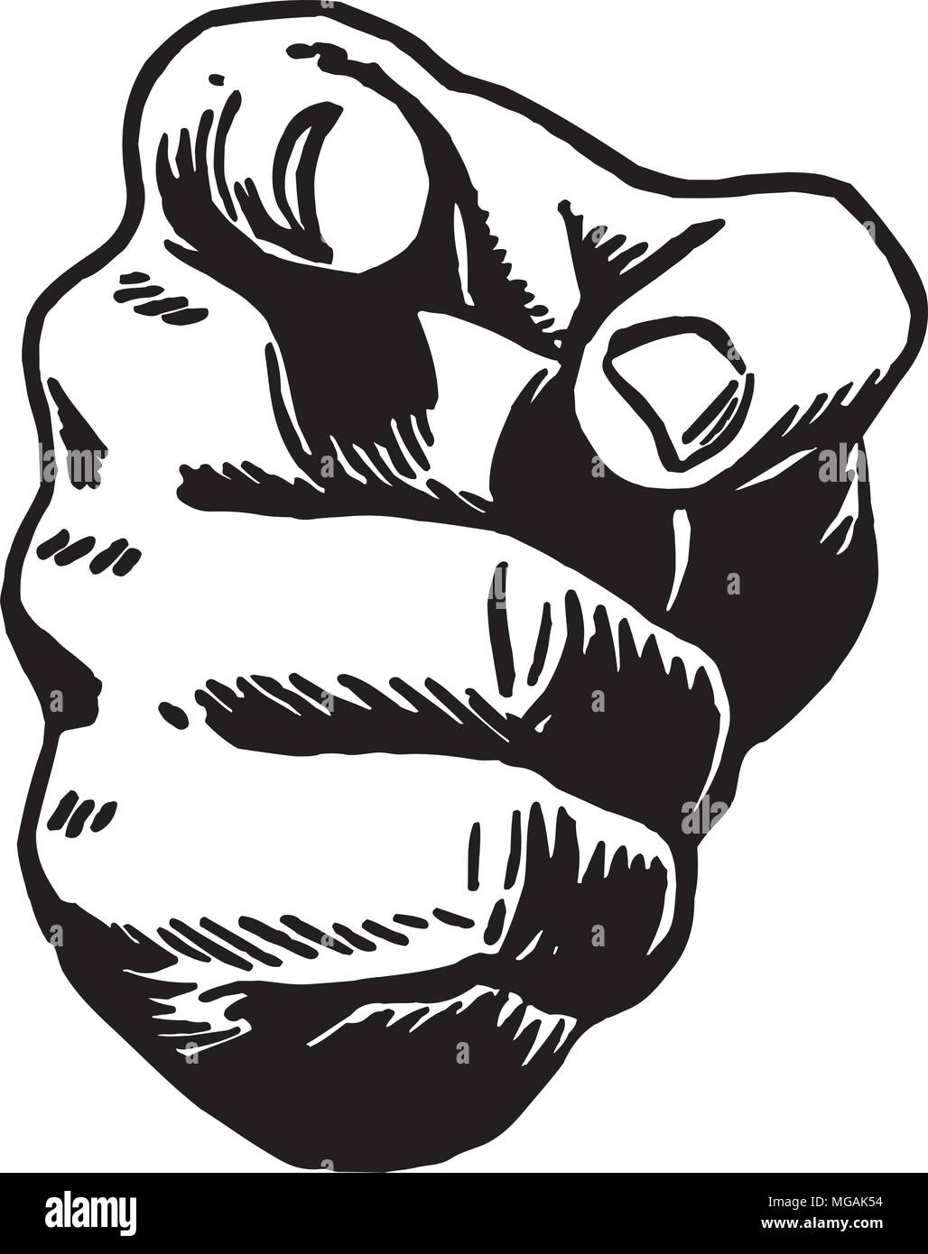 Zeigende Hand - Retro Clipart Illustration Stock-Vektorgrafik - Alamy