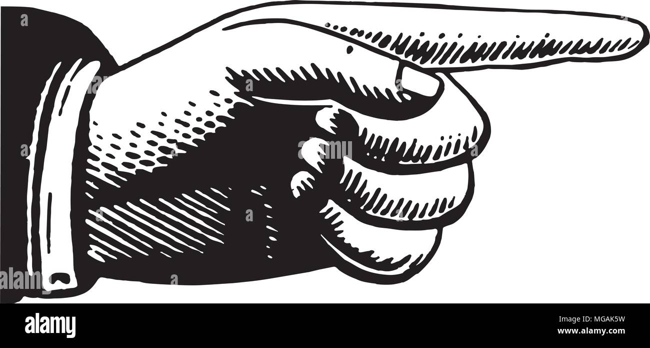Zeigende Hand 2 - Retro Clipart Illustration Stock-Vektorgrafik - Alamy