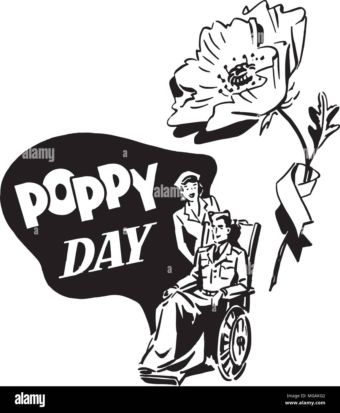 Poppy Tag - Retro Clipart Illustration Stock-Vektorgrafik - Alamy