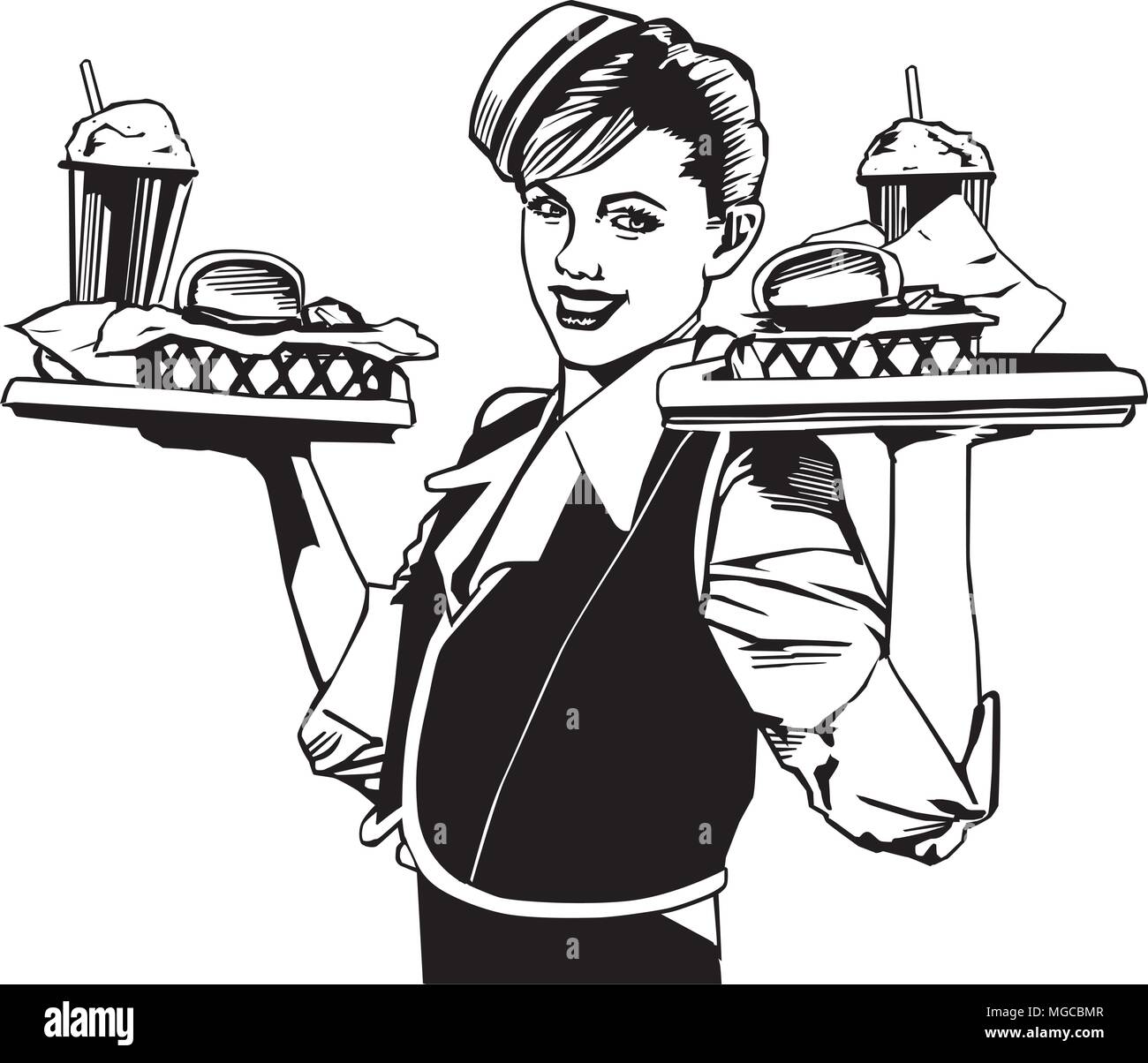 Retro clipart kellnerin -Fotos und -Bildmaterial in hoher Auflösung – Alamy
