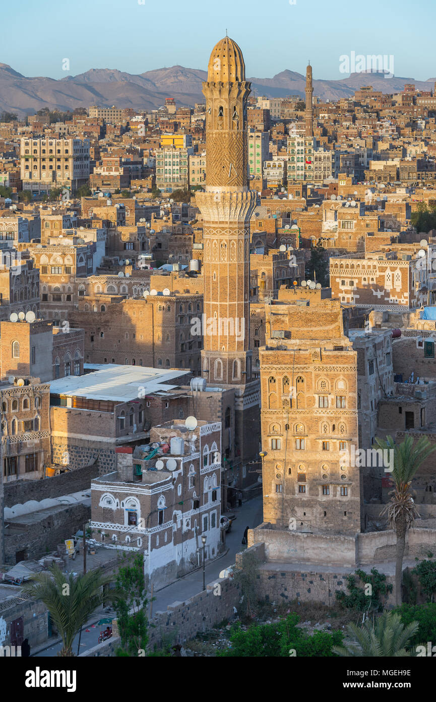 Architektur der Altstadt von Sana'a, Jemen. UNESCO-Welterbe ...