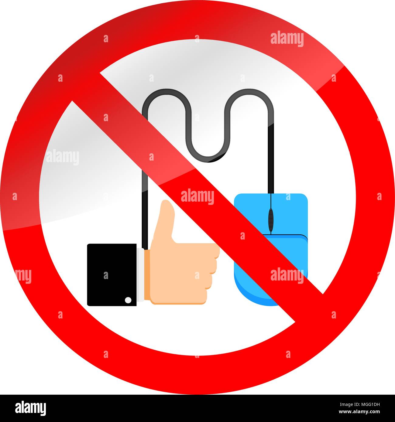 Kein klicken Wie ban Symbol. Keine Daumen hoch, Symbol, Label verboten ...
